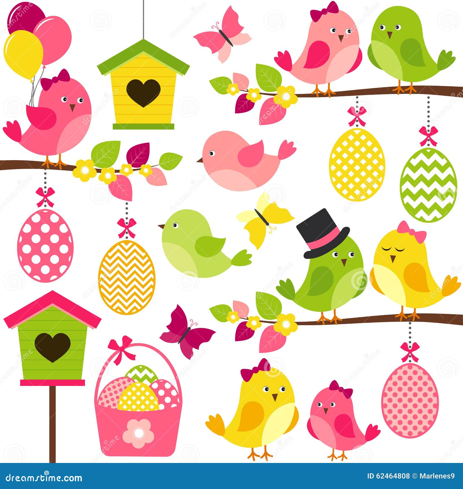 Easter Birds stock vector. Illustration of balloon, color - 62464808