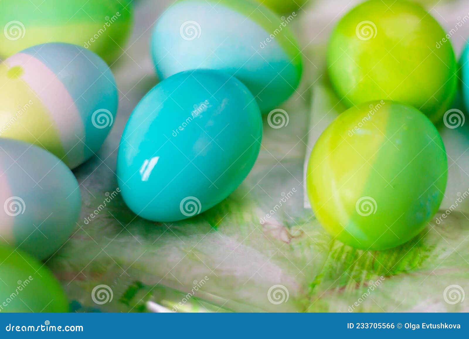 Easter Blue and Green Eggs after Coloring with Dyes for the Easter ...