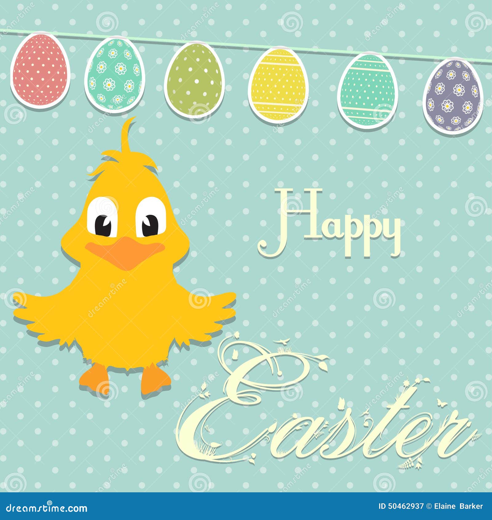 Easter Border Background with Chick and Bunting Stock Illustration ...