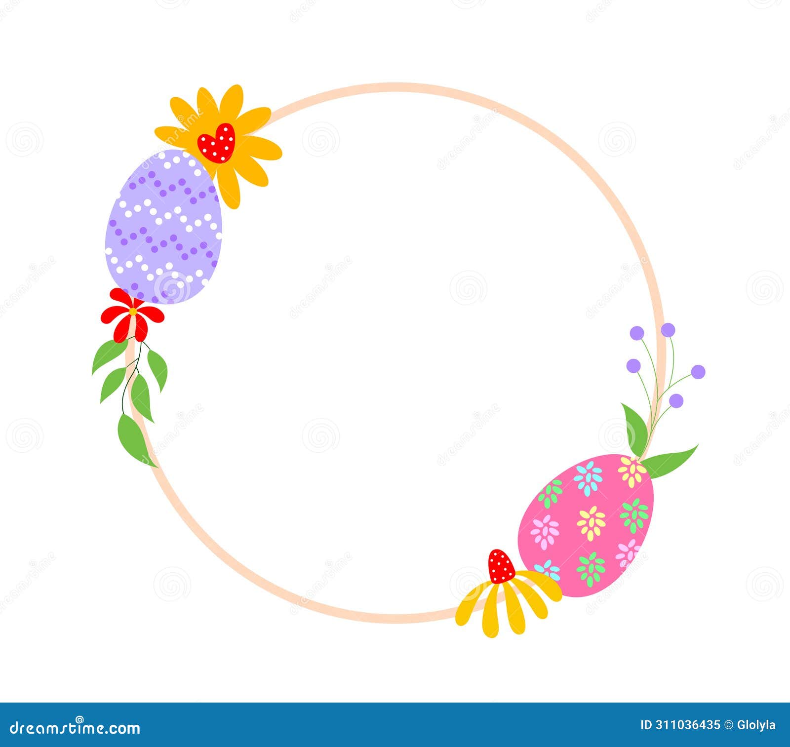 Easter Border Design with Decorated Easter Eggs. Stock Vector ...
