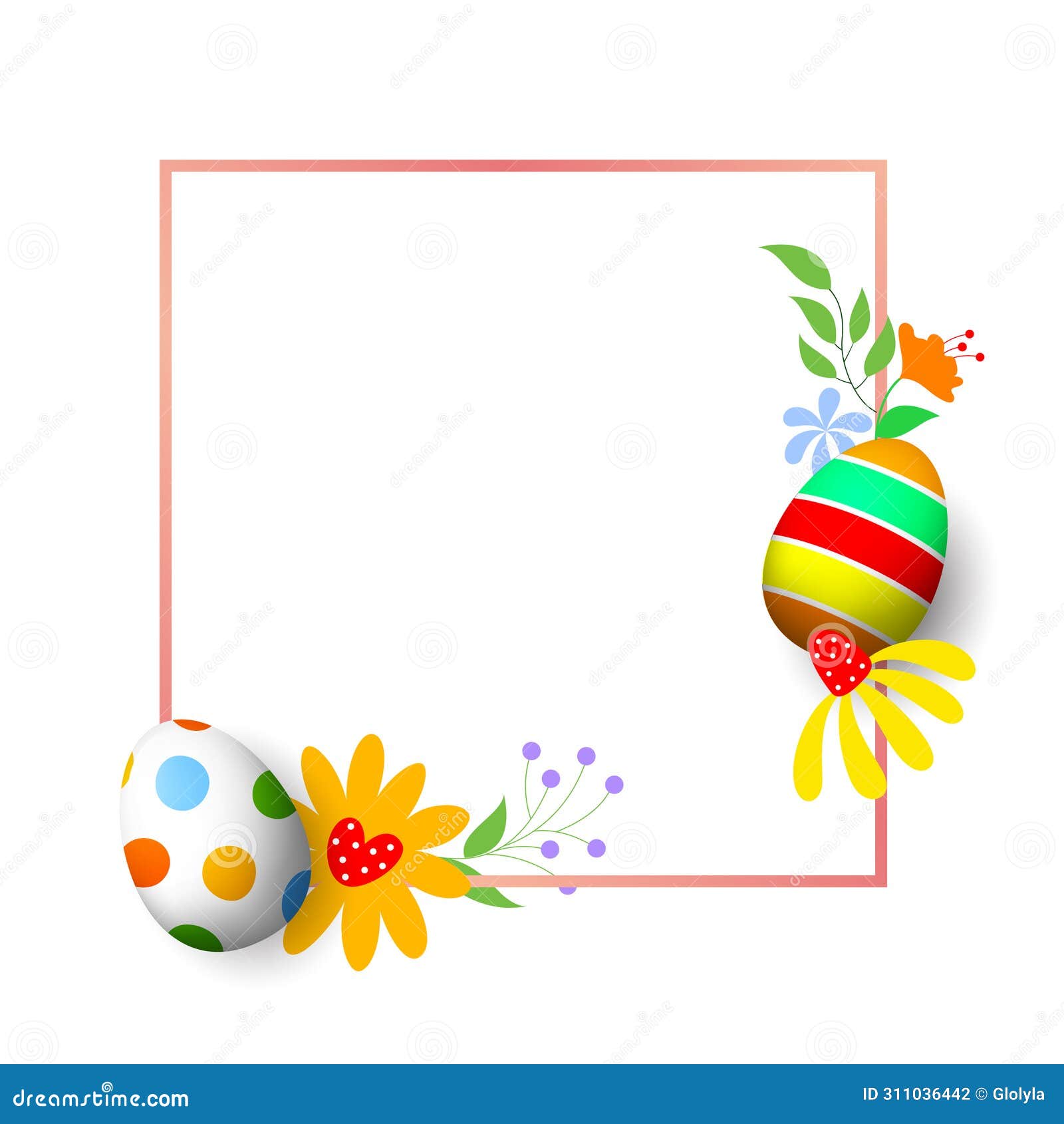 Easter Border Design with Decorated Easter Eggs. Stock Vector ...
