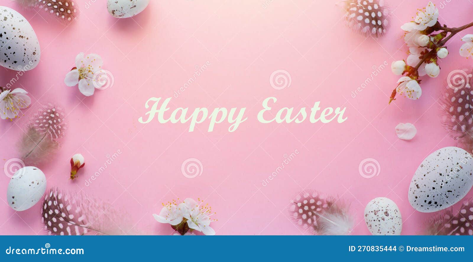Easter Border Frame of Easter Eggs and Spring Flowers with Copy Space ...