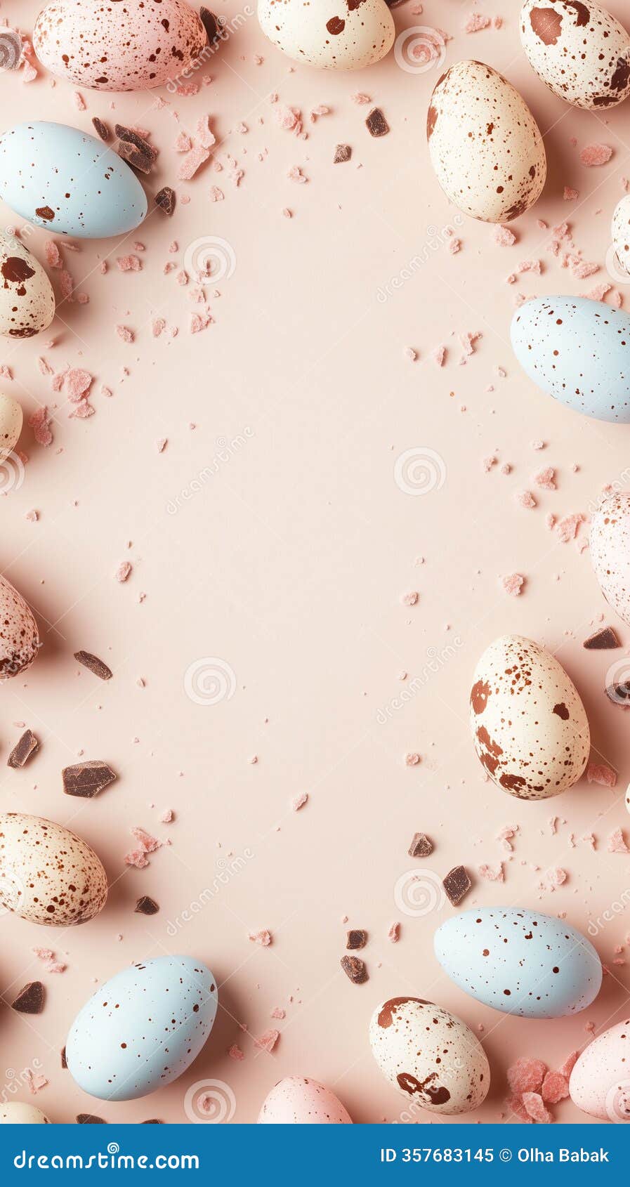 Flatley, Top View of an Easter Border Frame of Robin S Eggs and ...