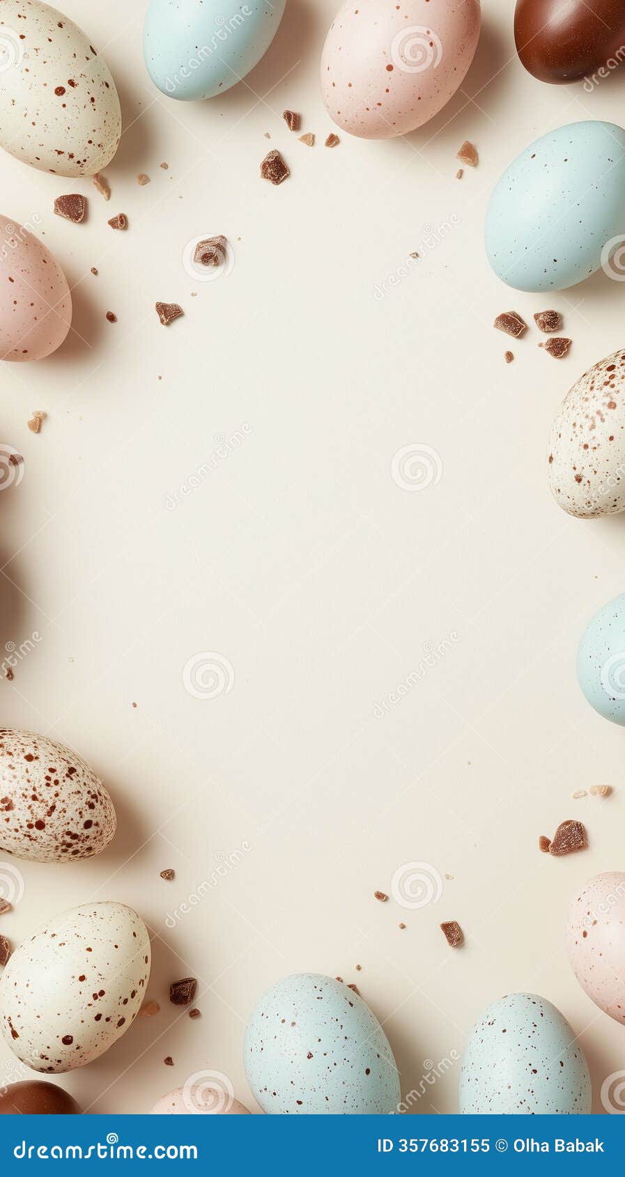 Flatley, Top View of an Easter Border Frame of Robin S Eggs and ...