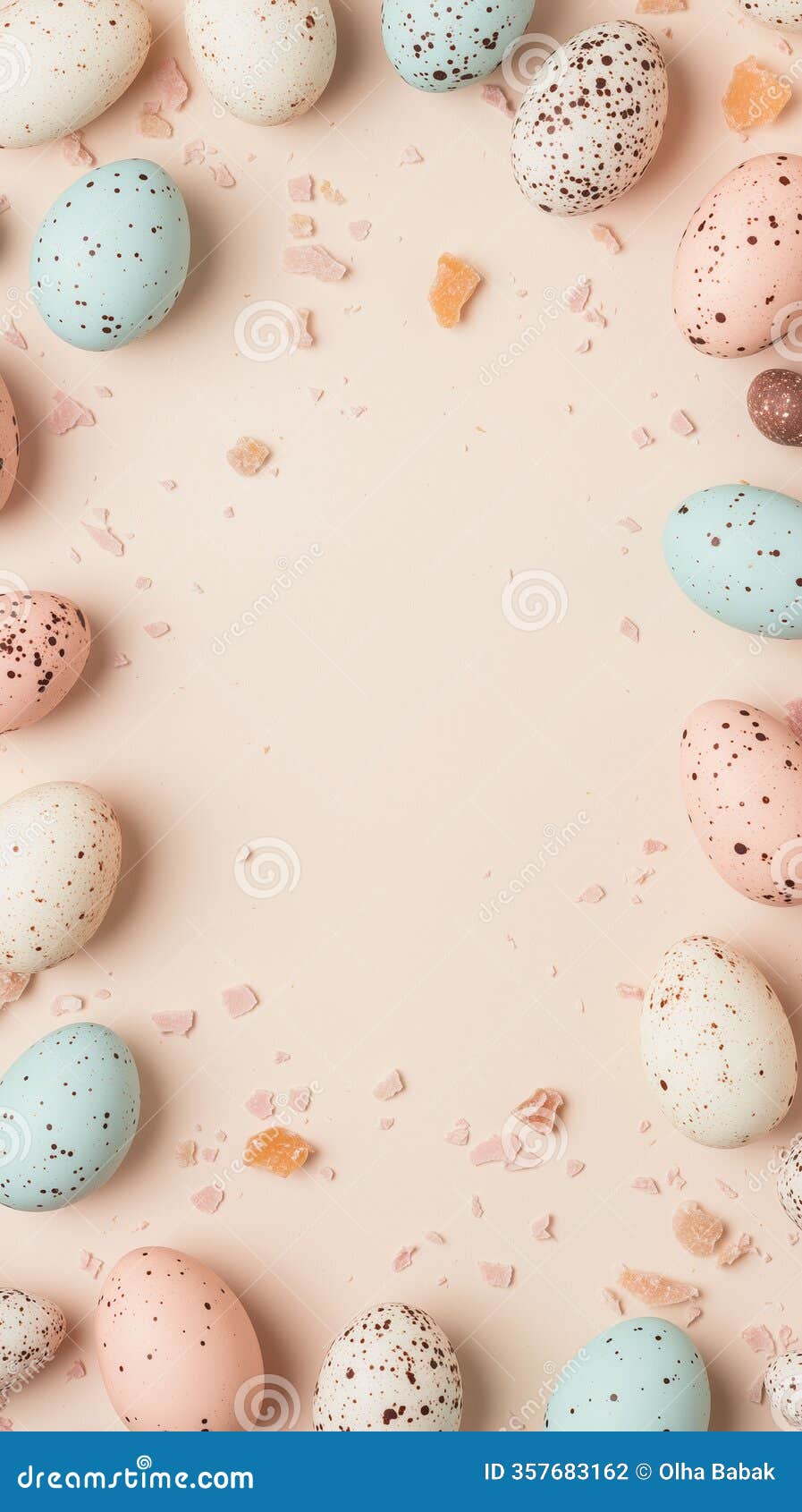 Flatley, Top View of an Easter Border Frame of Robin S Eggs and ...