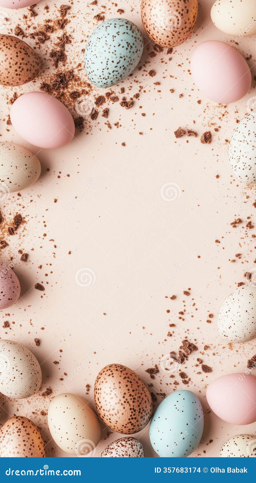 Flatley, Top View of an Easter Border Frame of Robin S Eggs and ...