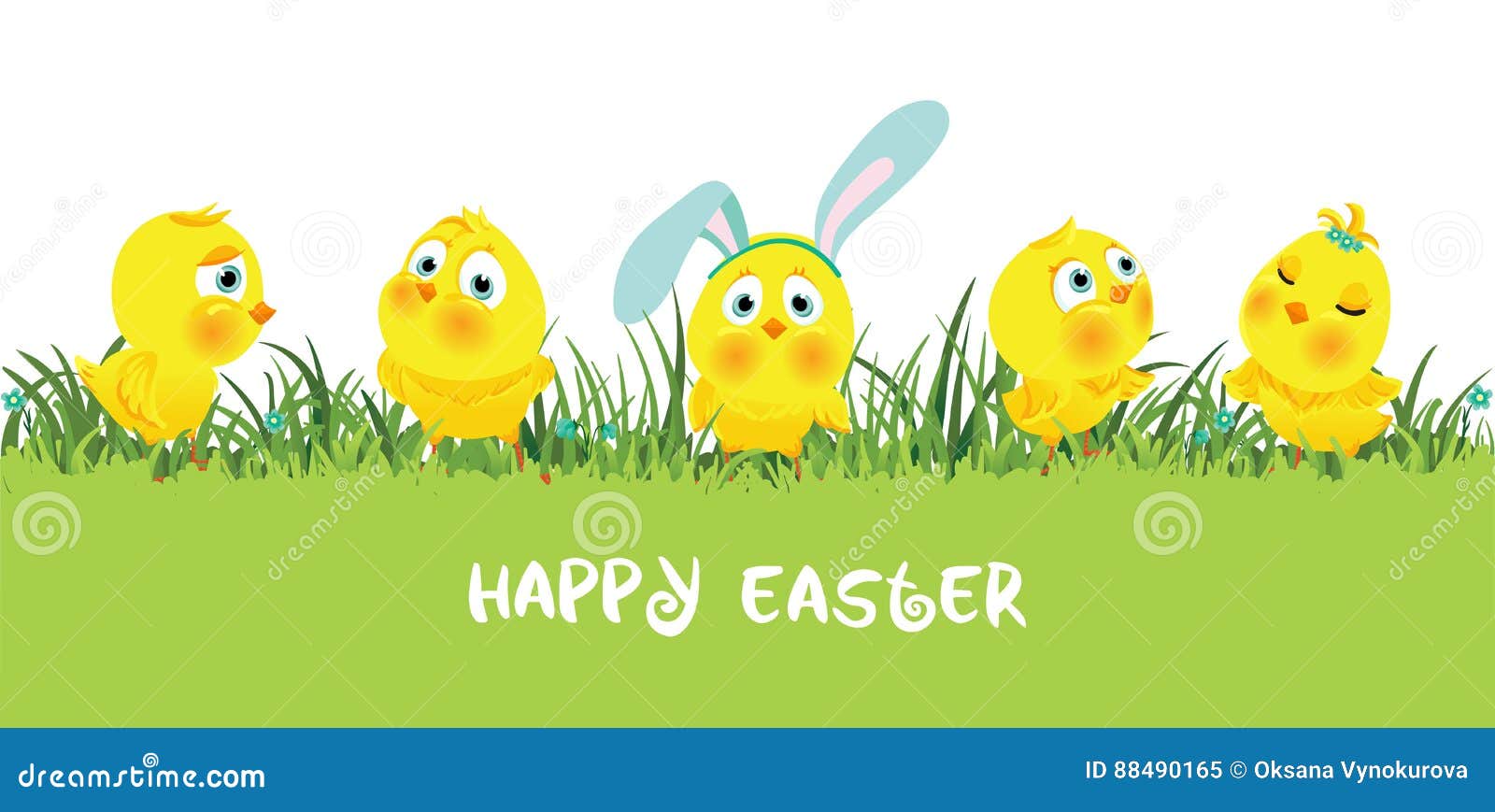 Easter Border with Funny Cute Chickens Stock Vector - Illustration of ...