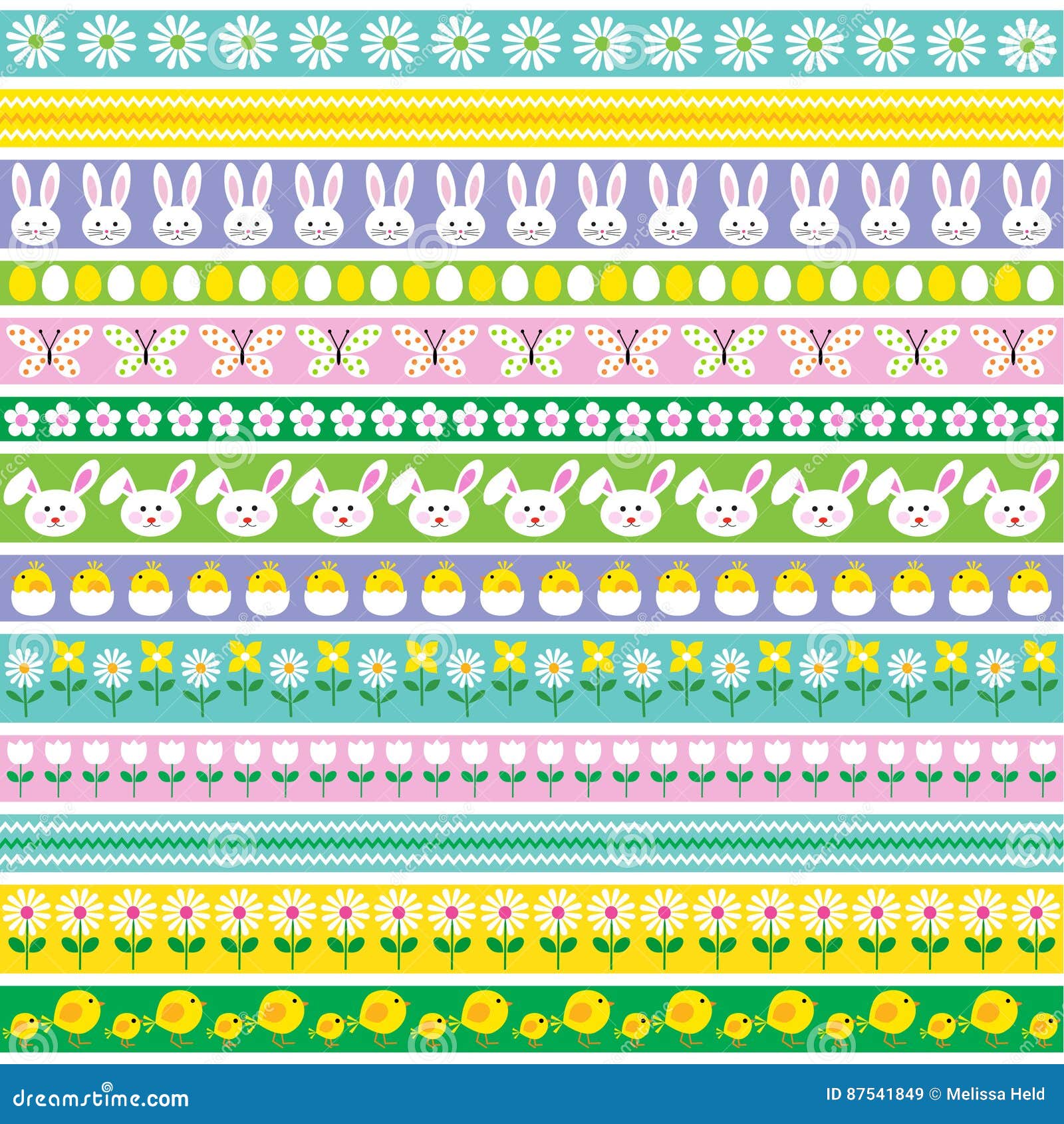 Easter Border Patterns stock vector. Illustration of tulip - 87541849