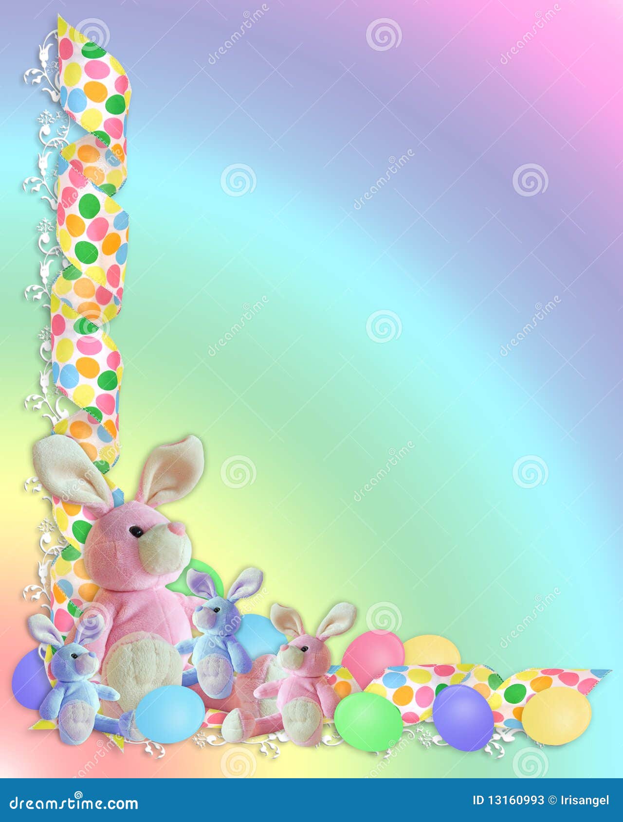 Easter Border Ribbons Bunnies Stock Illustration - Illustration of ...