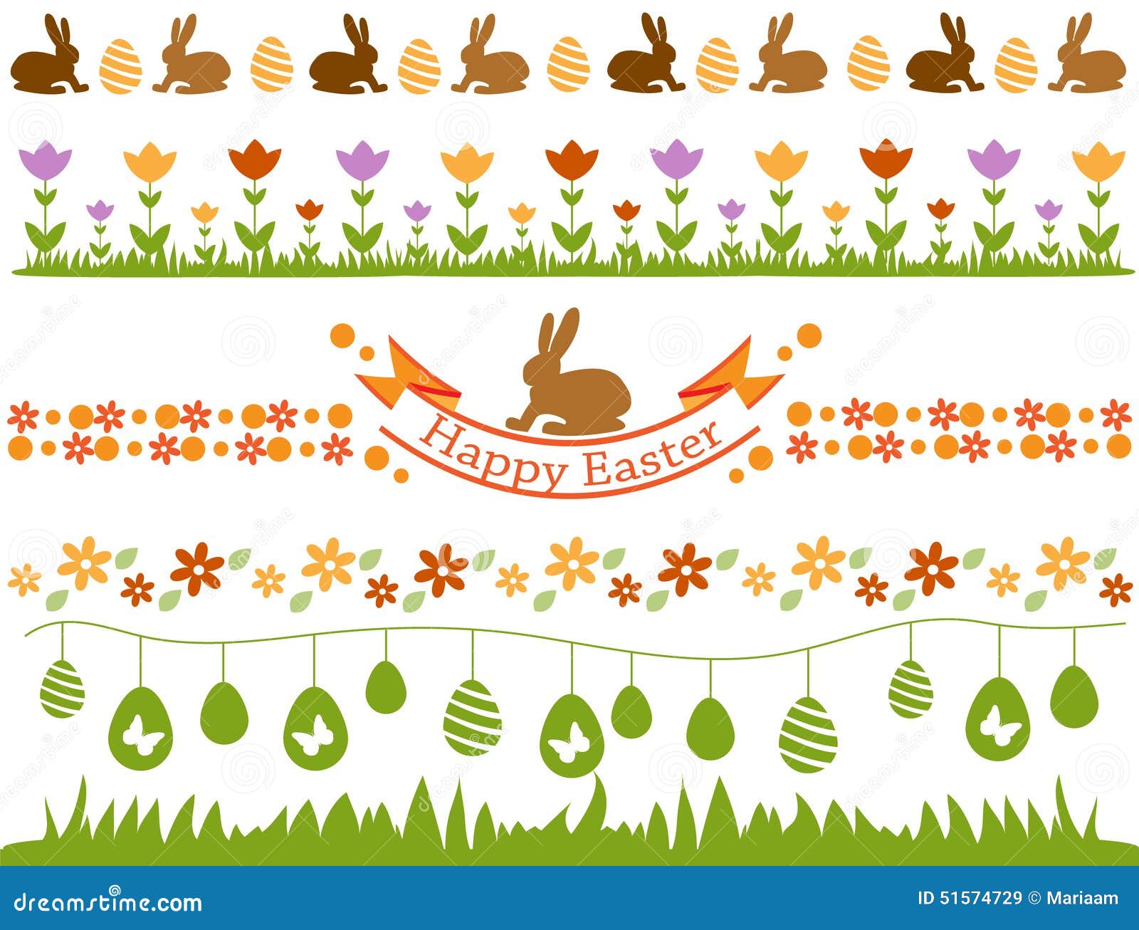 Easter border set stock vector. Illustration of hanging - 51574729