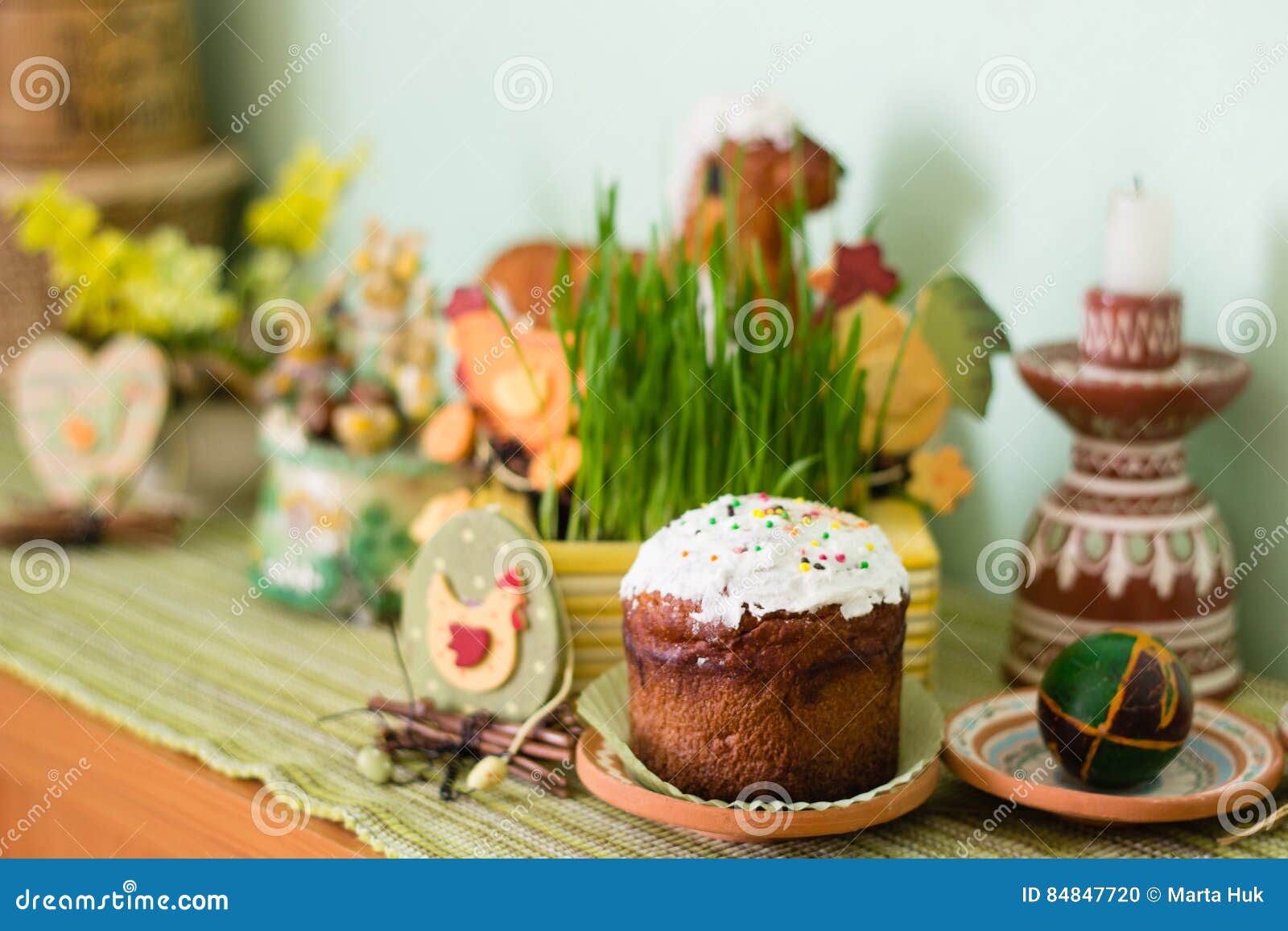 Easter Bread and Decorated Table Stock Photo - Image of polish, baked ...