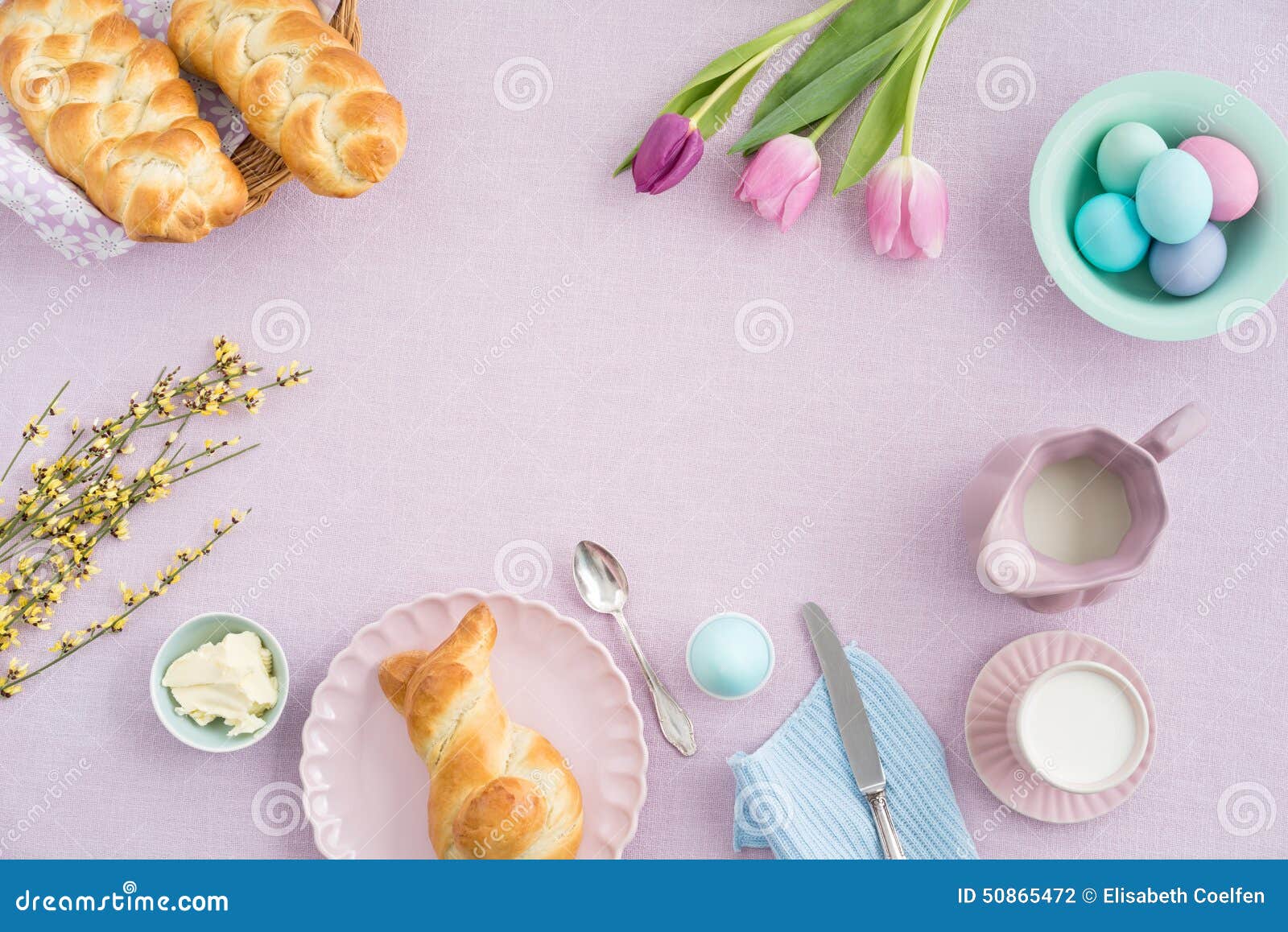 Easter breakfast stock photo. Image of pink, butter, easter - 50865472
