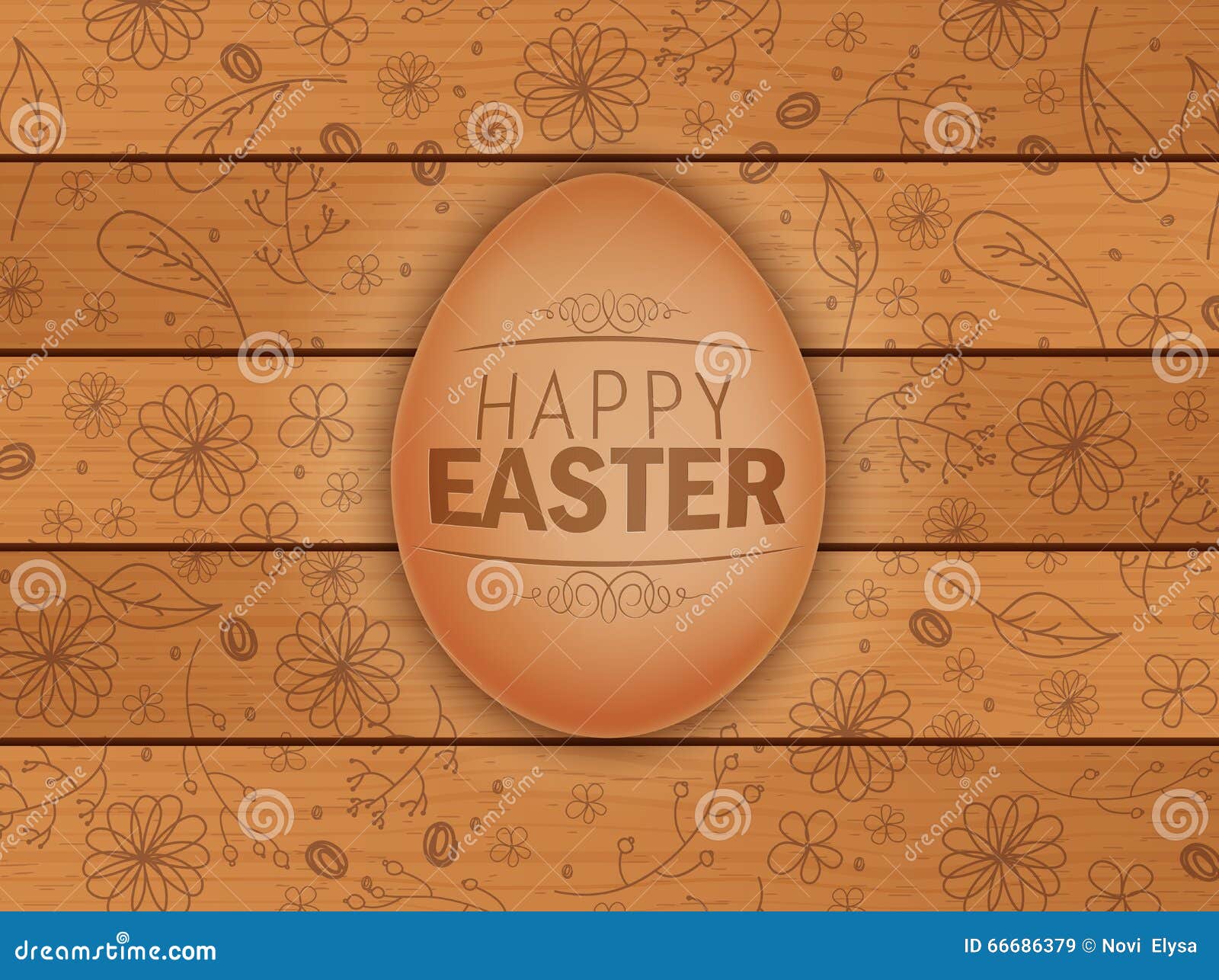 Easter Brown Egg on Wooden Background Stock Vector - Illustration of ...