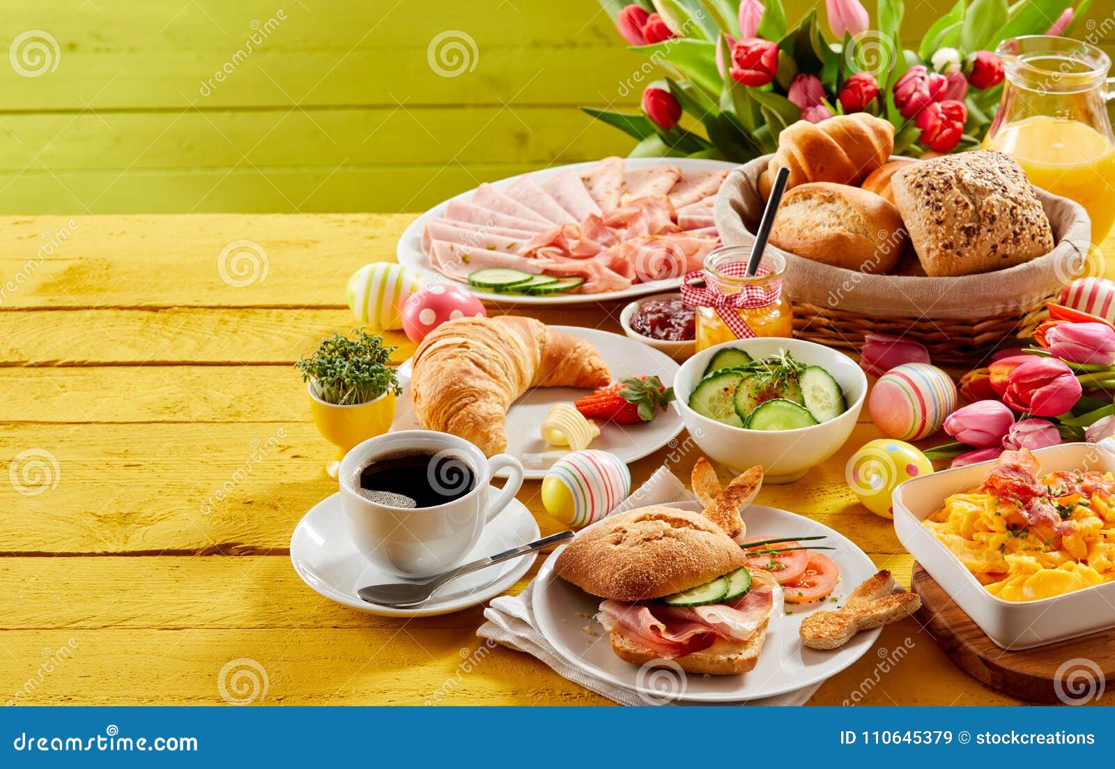 Buffet Breakfast At A Chinese Hotel. Blurry Background Of Food Trays ...