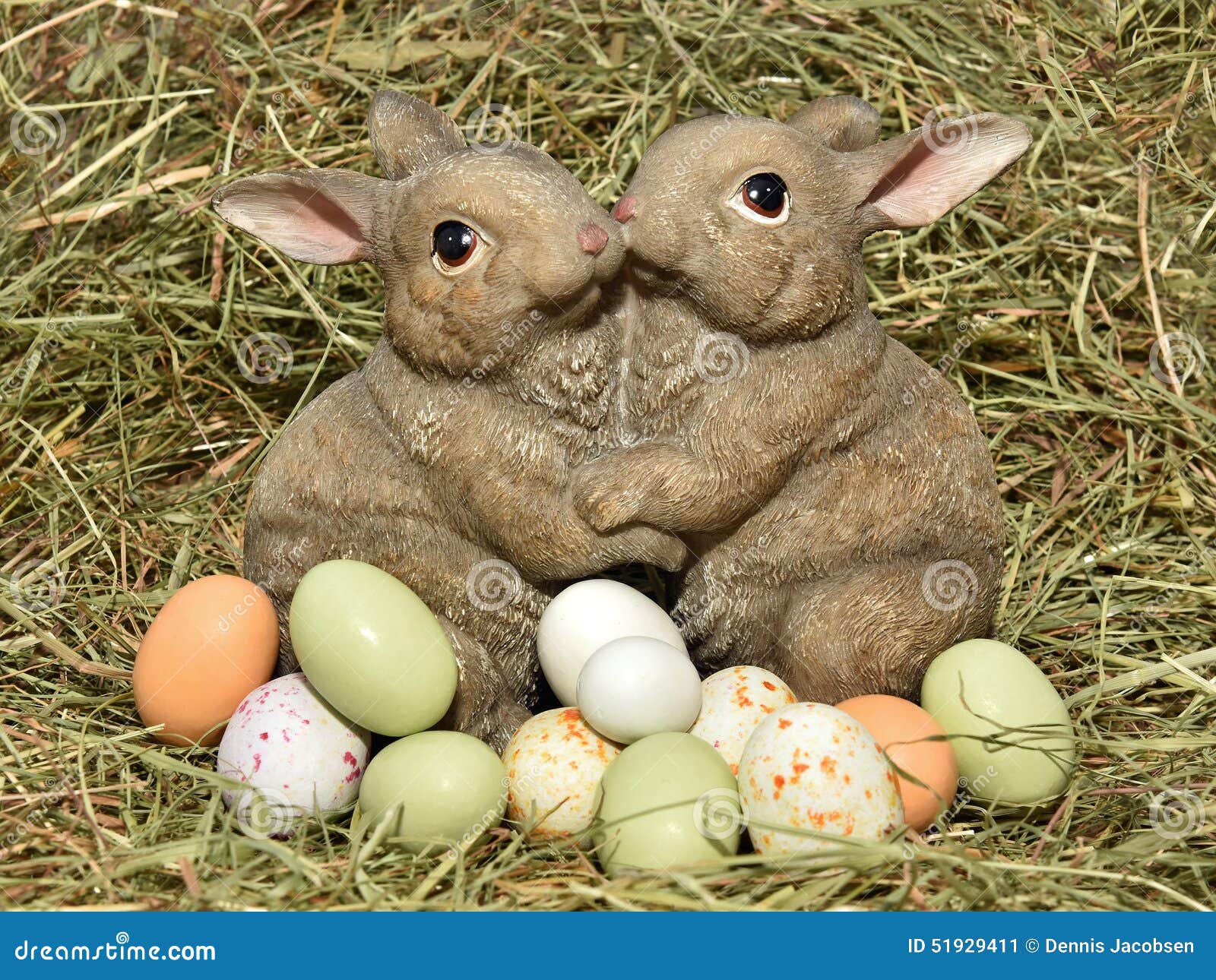 Easter bunnies and eggs stock image. Image of bunnies - 51929411