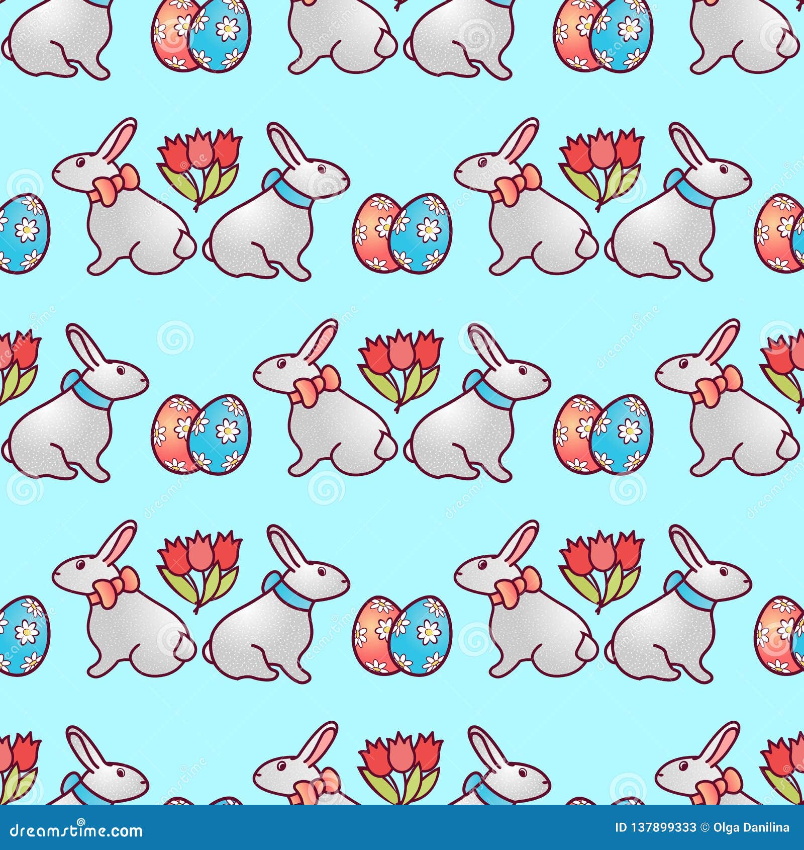 Easter Bunnies Seamless Pattern6 Stock Vector - Illustration of ...