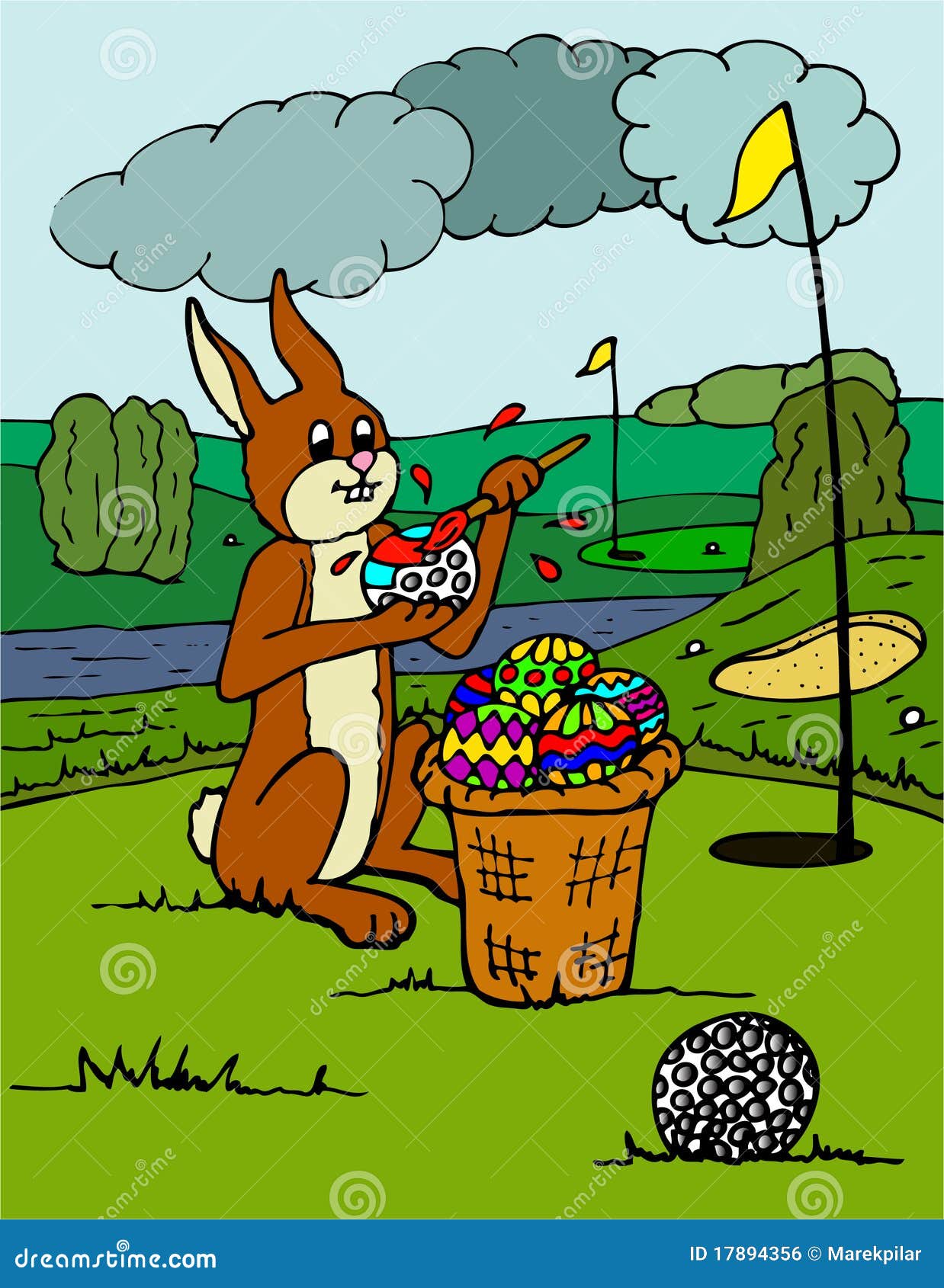 Easter bunny stock vector. Illustration of painting, pannier - 17894356