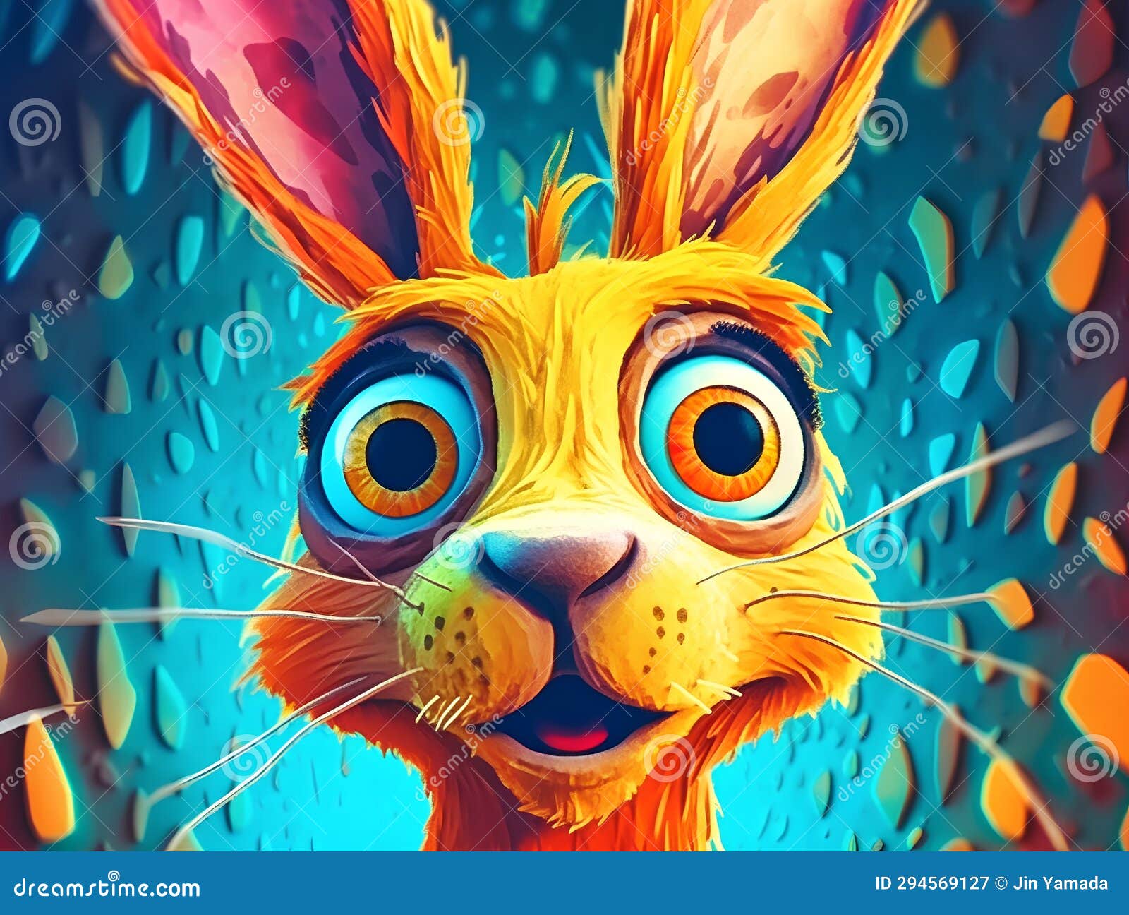 Easter Bunny on Abstract Colorful Background. 3d Render Illustration ...