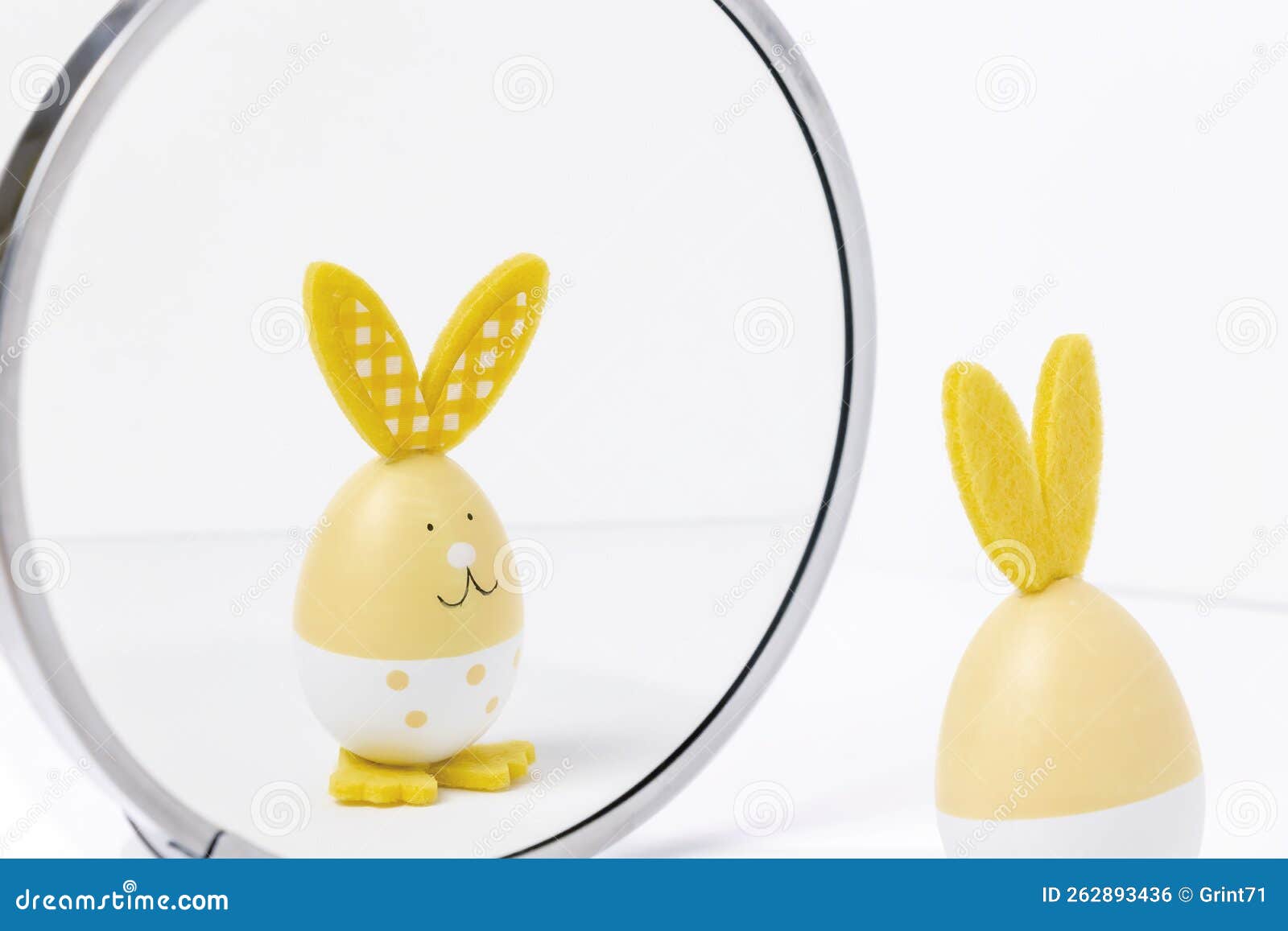 Easter Bunny Admires in the Mirror. the Easter Egg is Ready for the ...