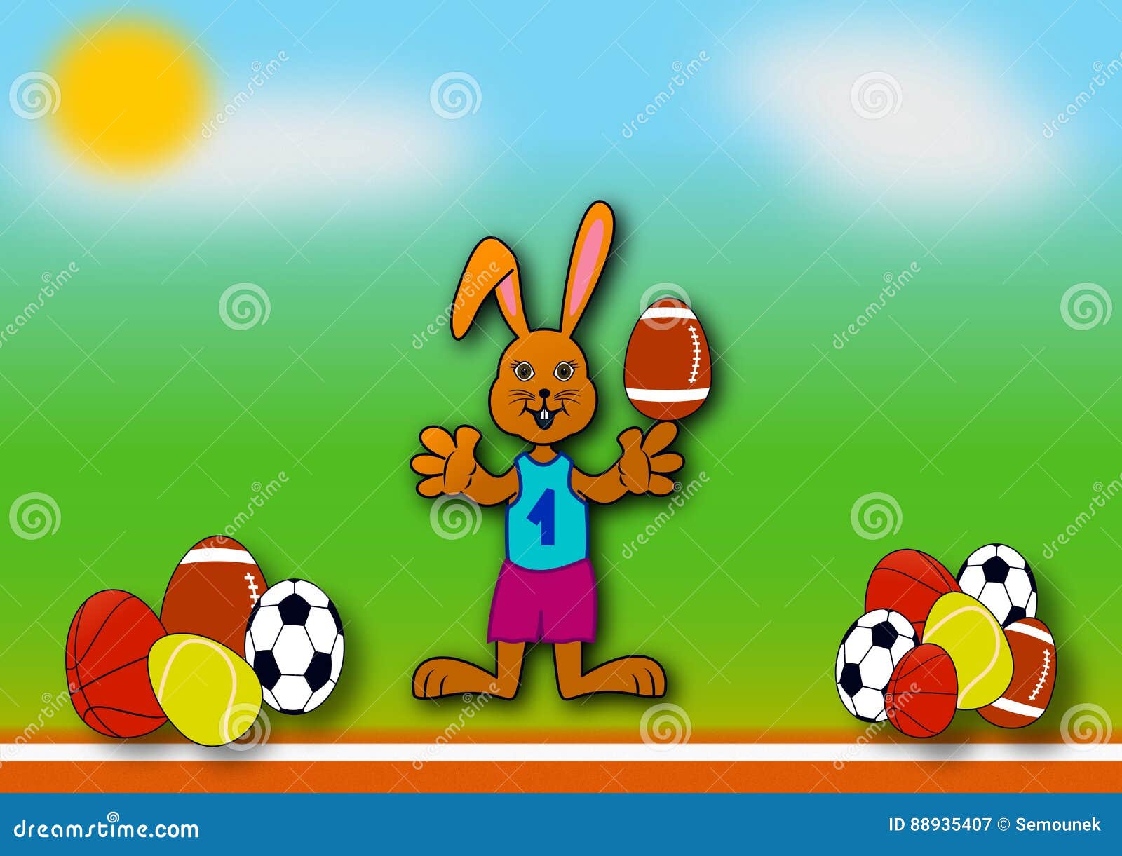 Easter bunny as an athlete stock illustration. Illustration of football ...