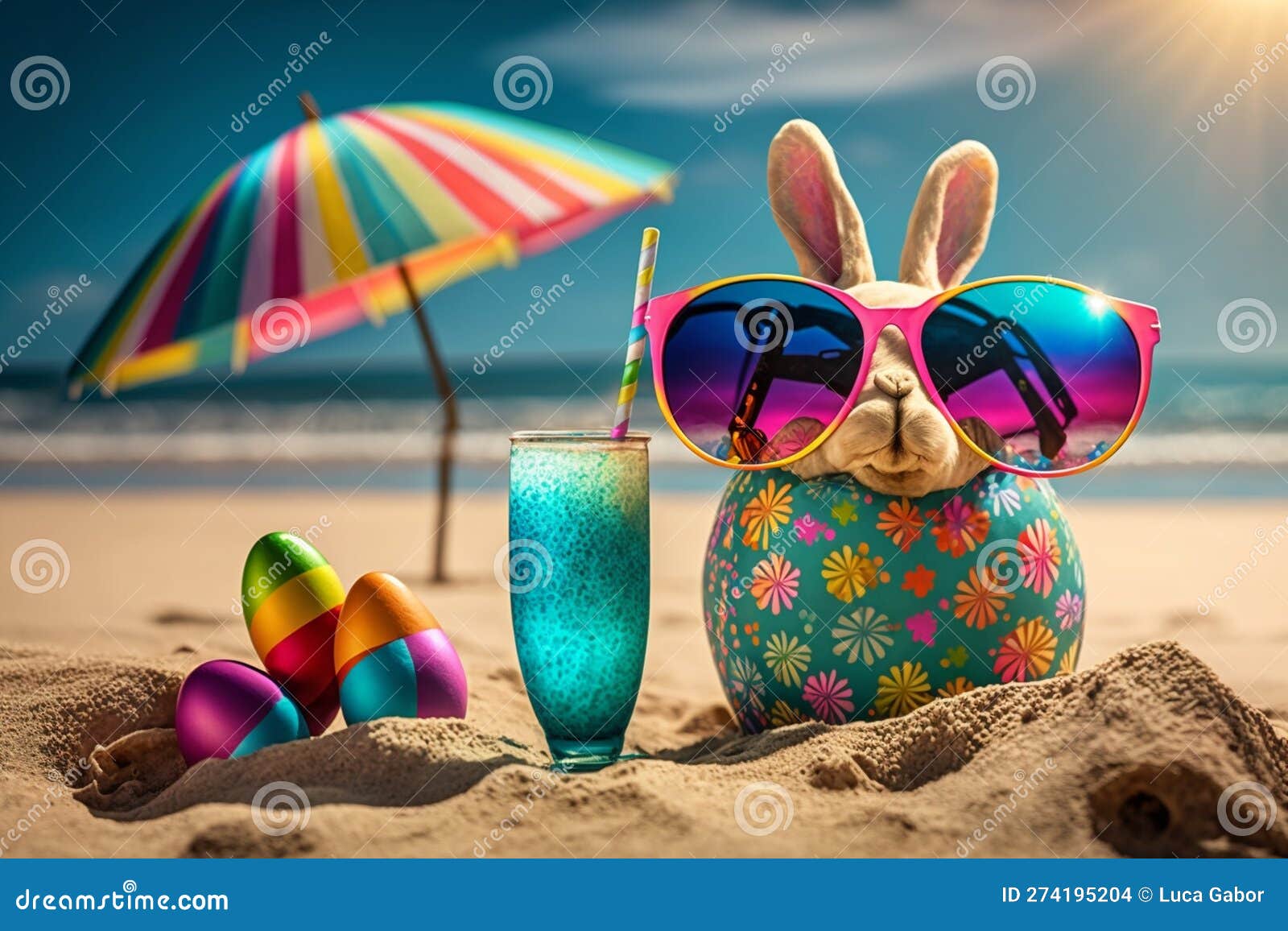Easter Bunny As Easter Eggs with Sunglasses Stock Illustration ...