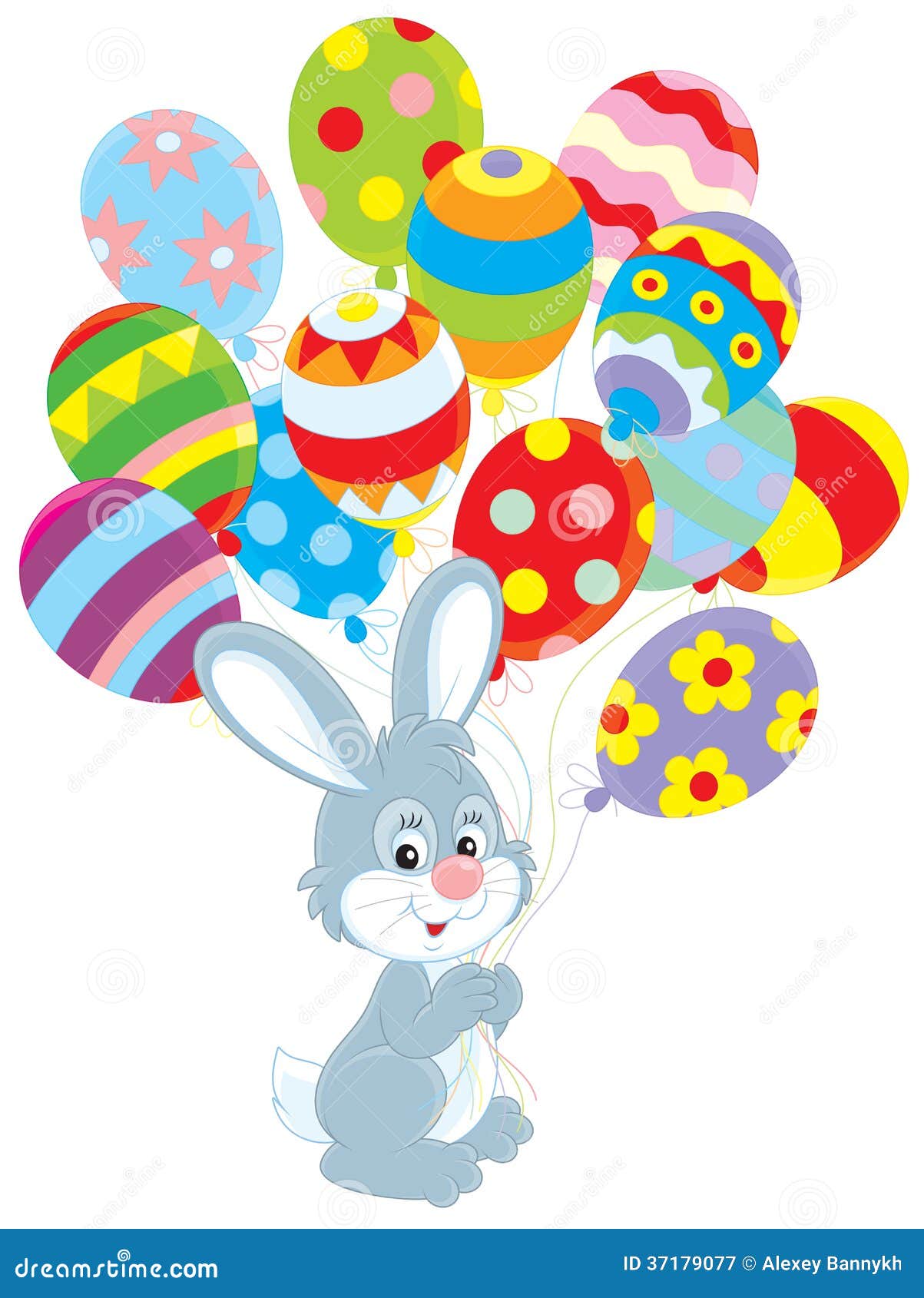 Easter Bunny with balloons stock vector. Illustration of cartoony ...