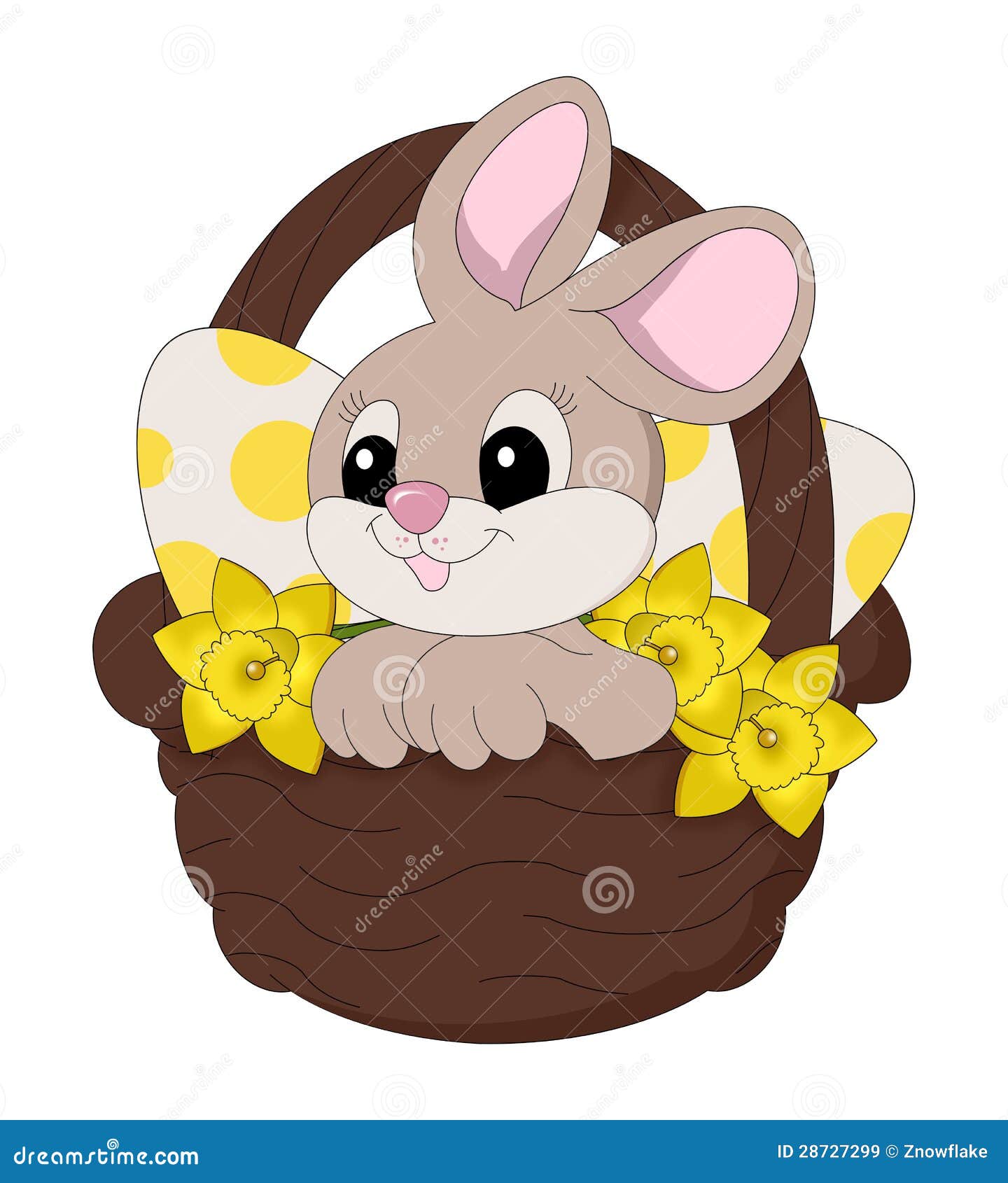 Easter Bunny in basket stock illustration. Illustration of basket ...