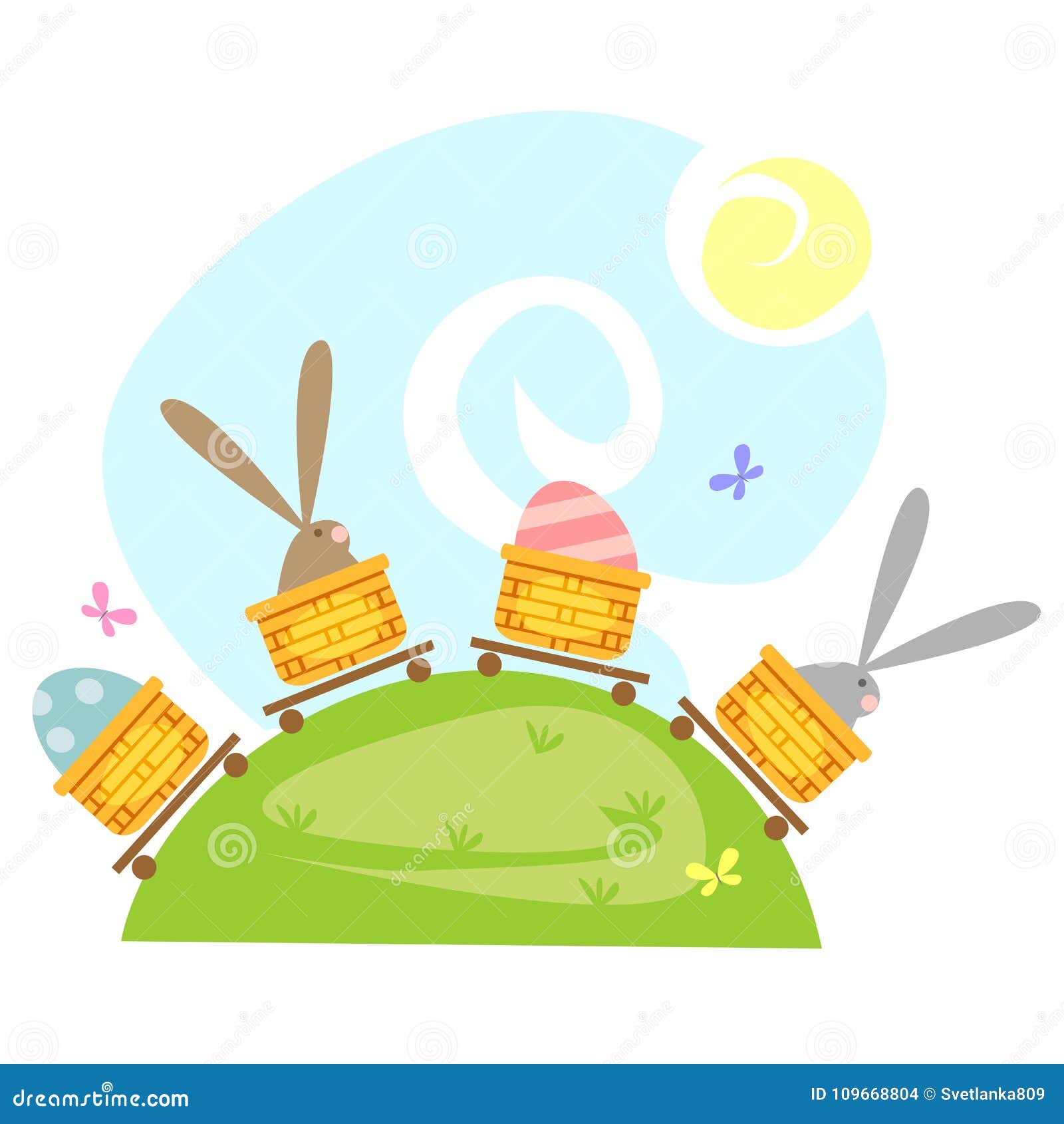 Easter bunny in a basket stock vector. Illustration of chocolate ...