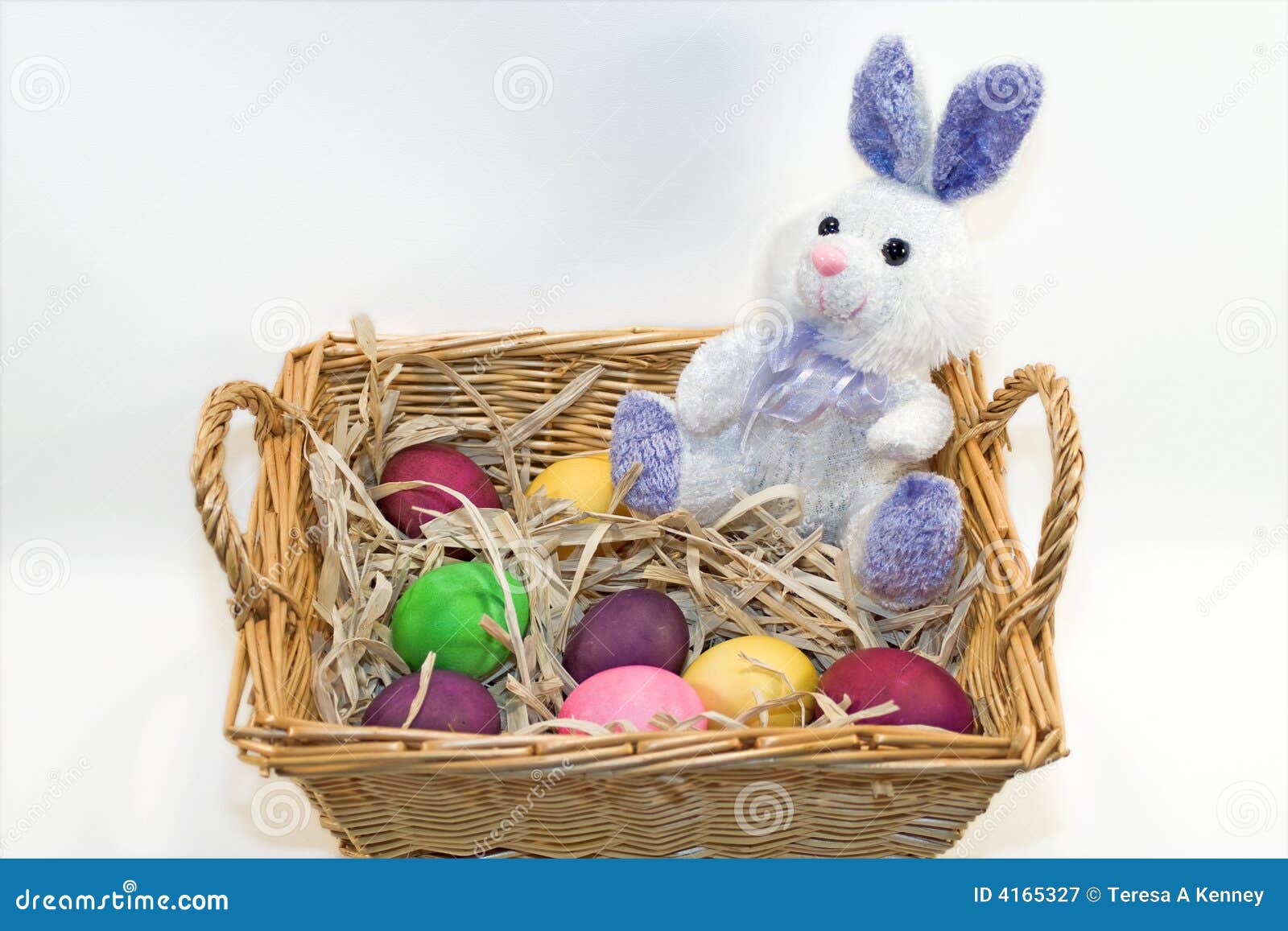 Easter Bunny in Basket of Eggs Stock Image - Image of colours, adorable ...