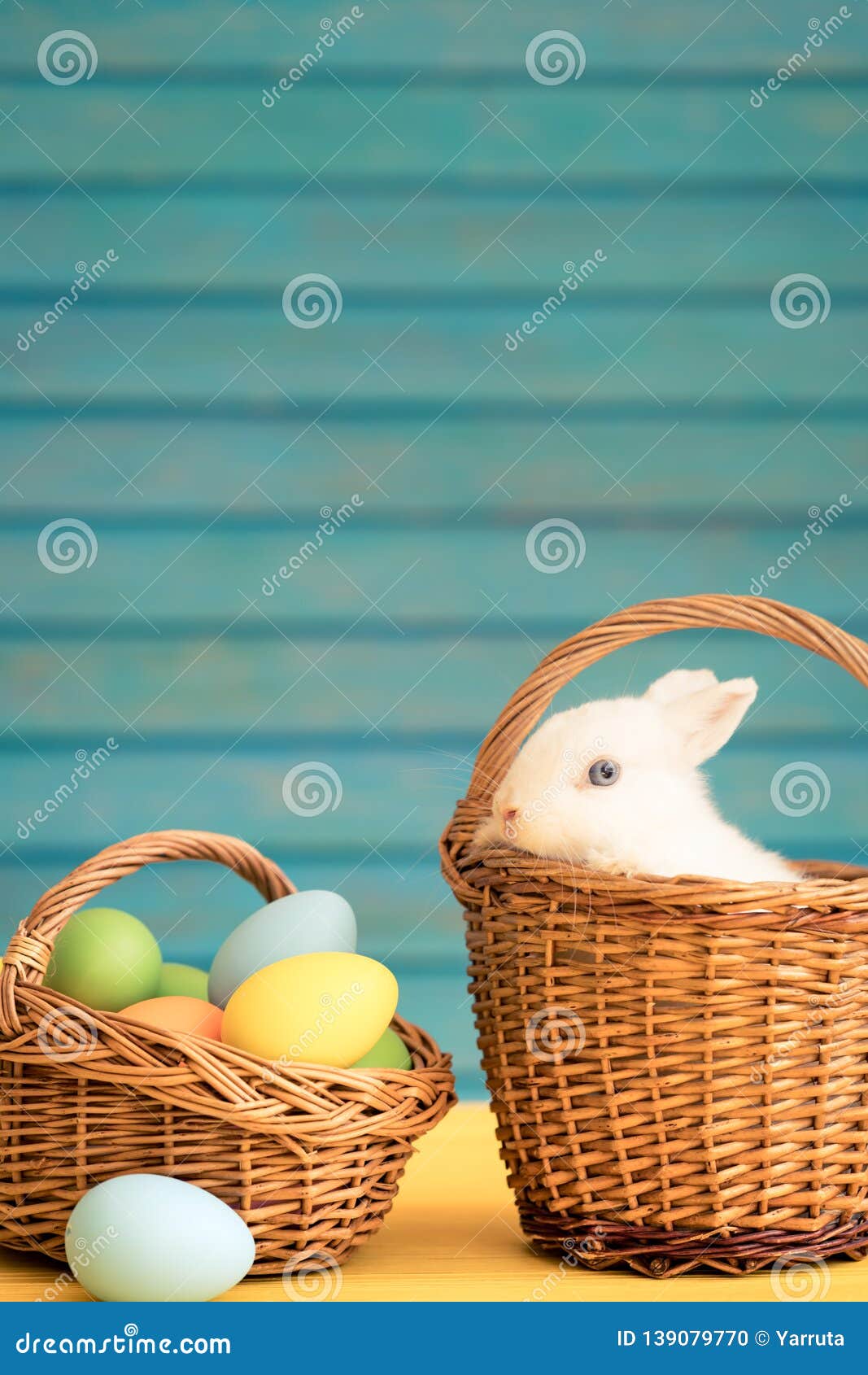 Easter Bunny and Basket of Eggs Stock Photo - Image of beautiful ...