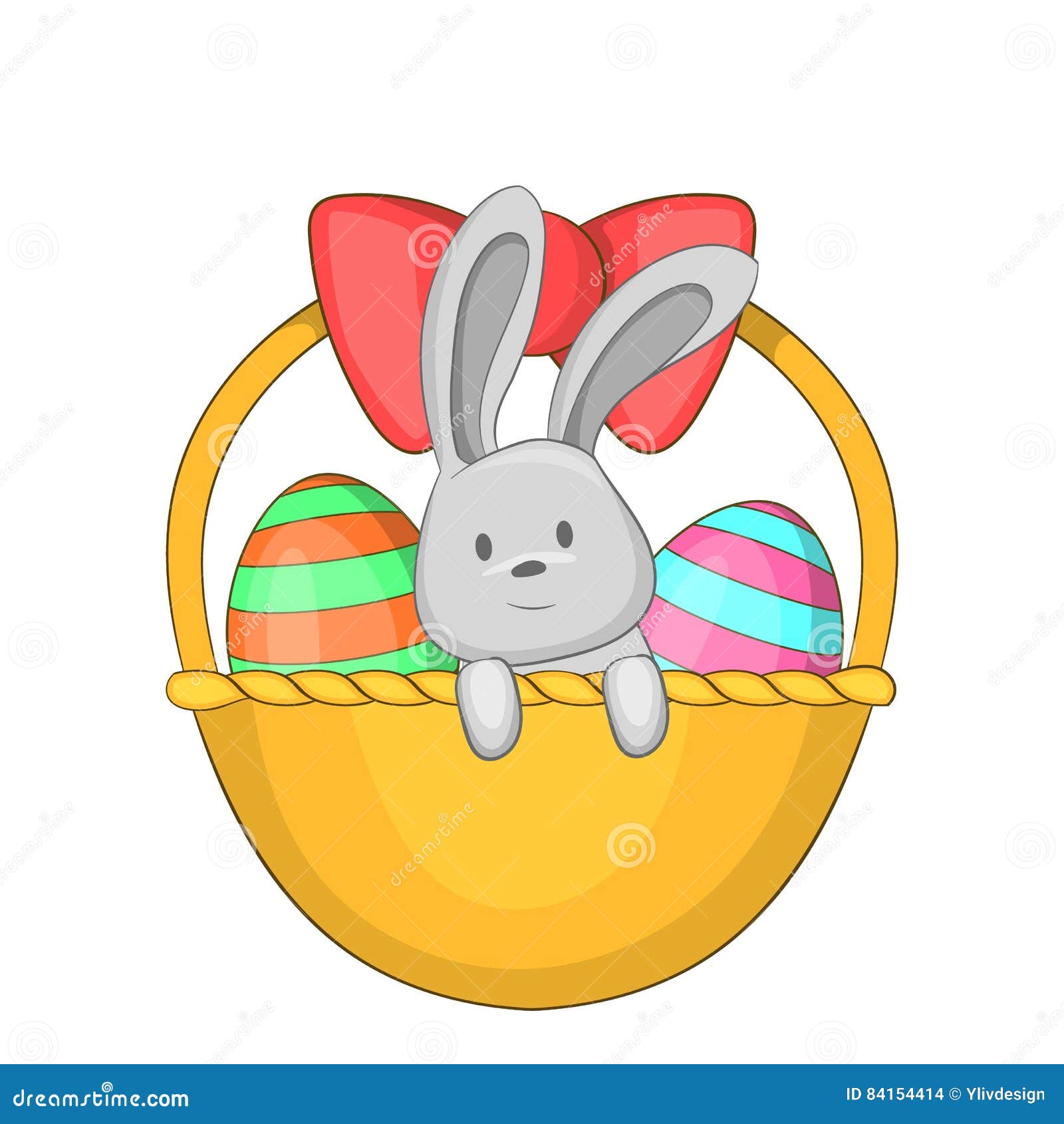 Easter Bunny Basket Icon, Cartoon Style Stock Vector - Illustration of ...