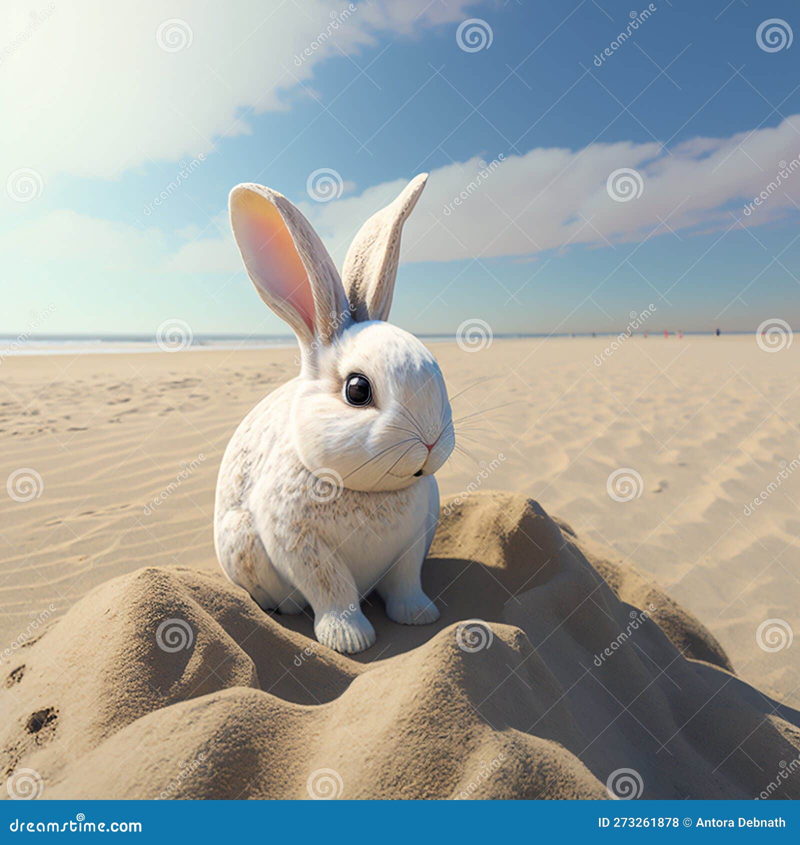 Easter Bunny on the Beach, a Bunny S Guide To Seeing the World Stock ...