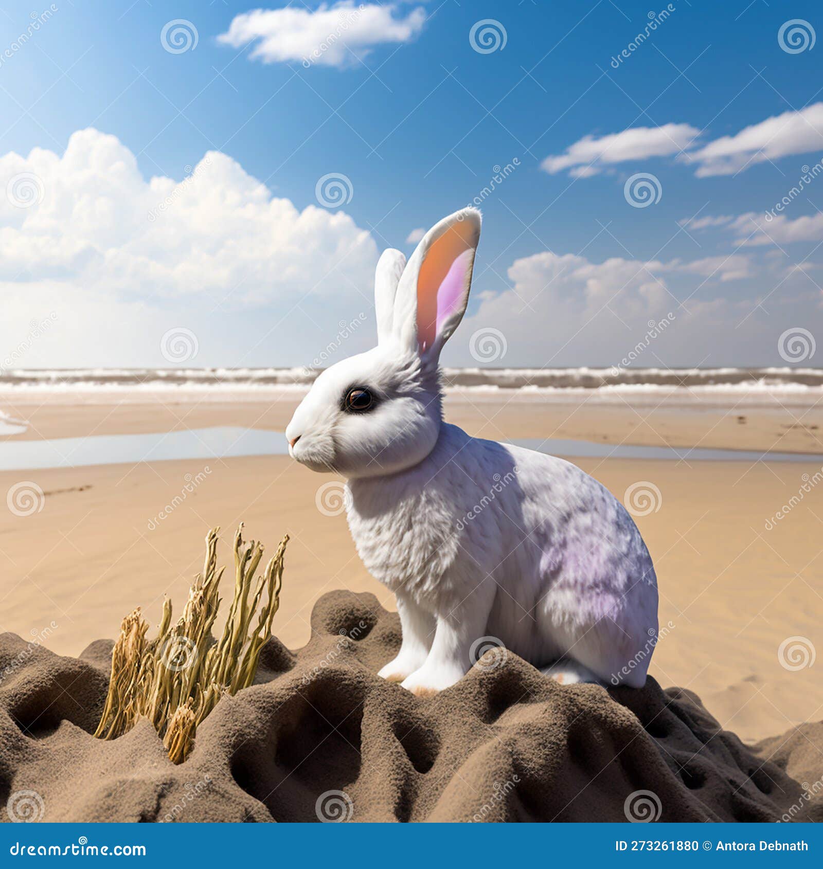 Easter Bunny on the Beach, a Bunny S Guide To Seeing the World Stock ...