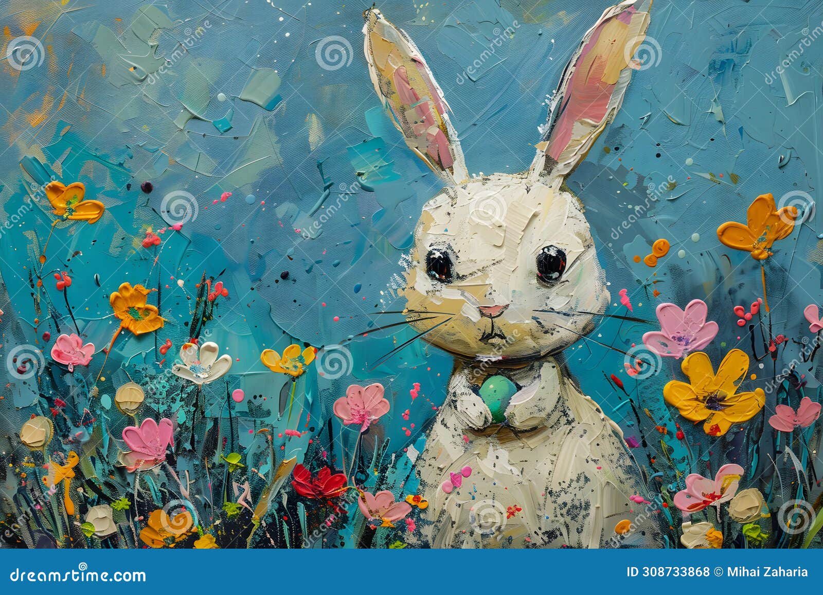 The Easter Bunny. Beautiful Modern Oil Painting Stock Illustration ...
