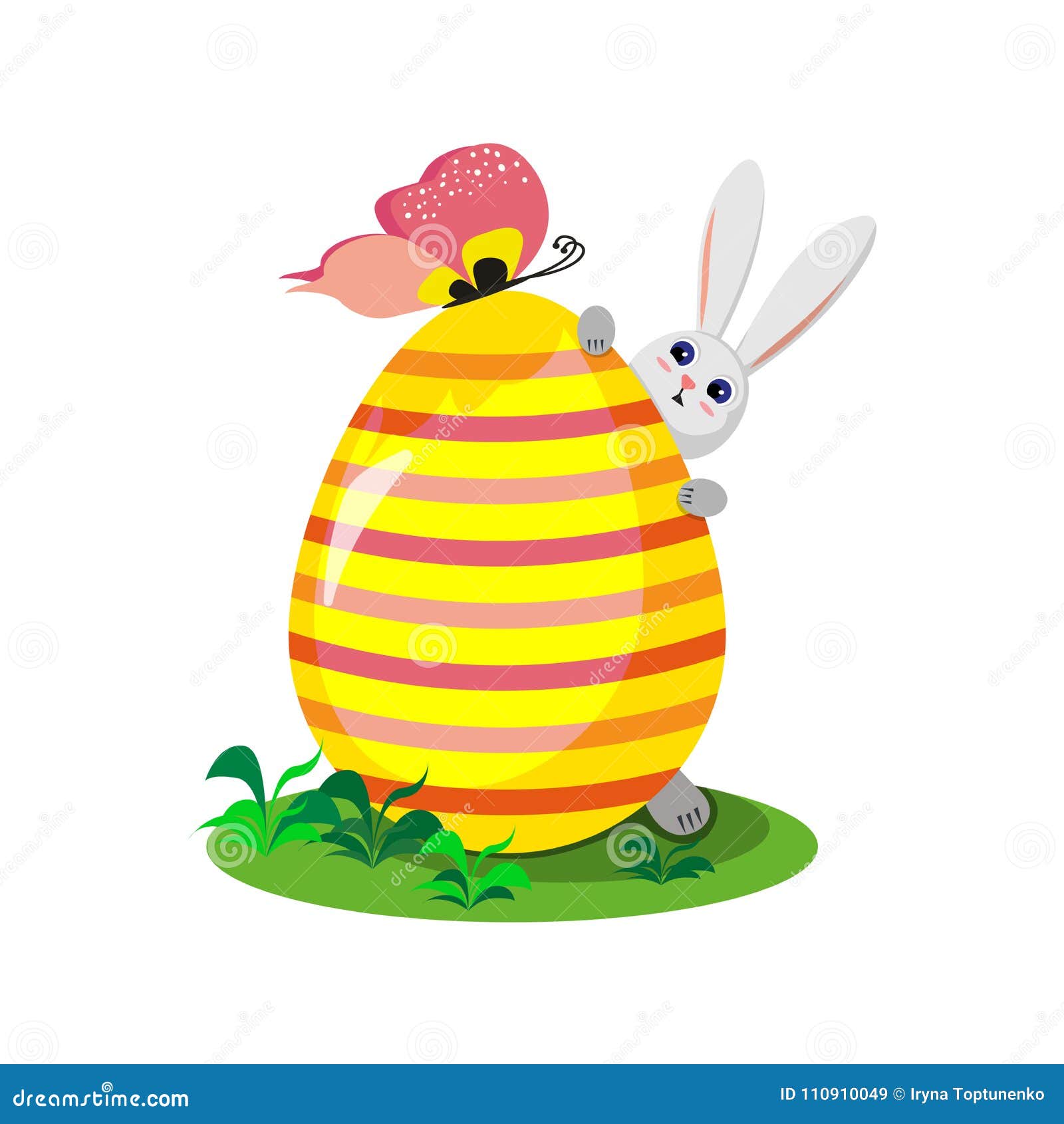 Easter Bunny with a Big Colorful Egg Stock Vector - Illustration of ...