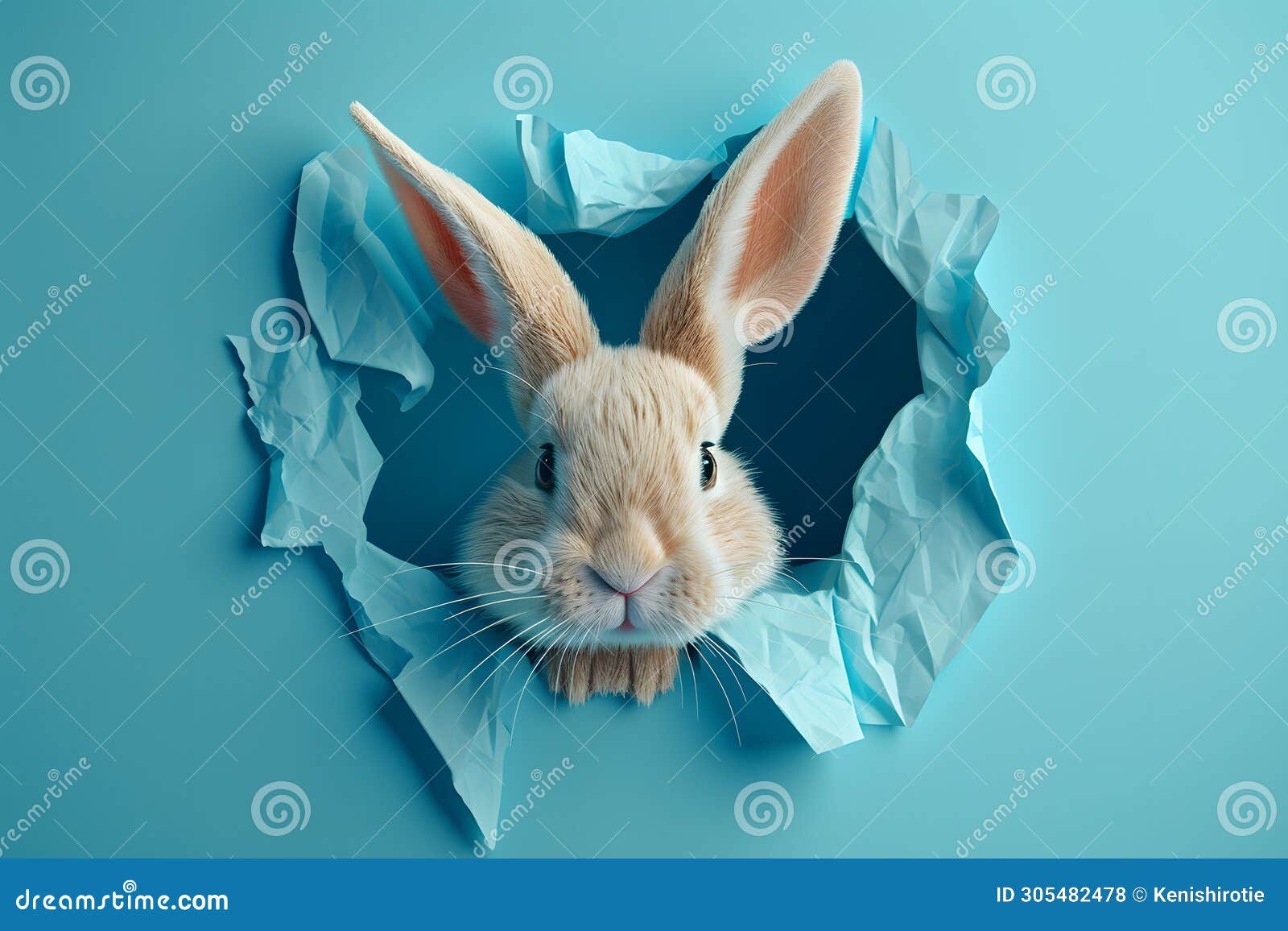 Easter Bunny on Blue Background Stock Illustration - Illustration of ...