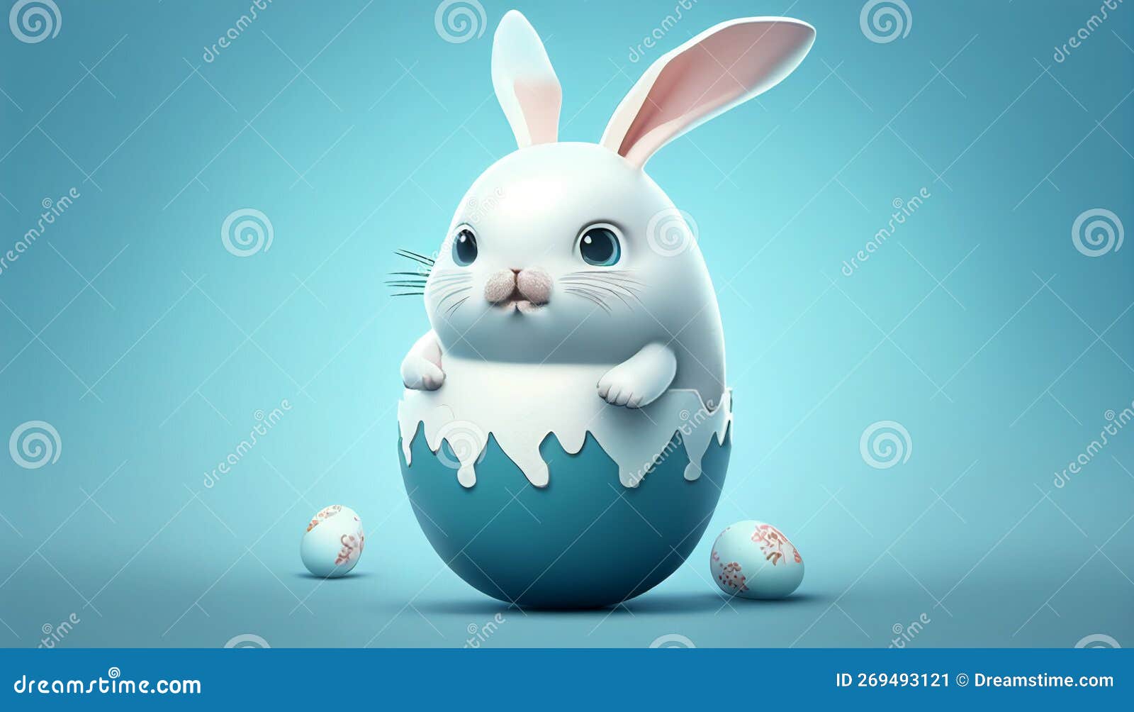 Easter Bunny on a Blue Background. Generated by AI Stock Illustration ...