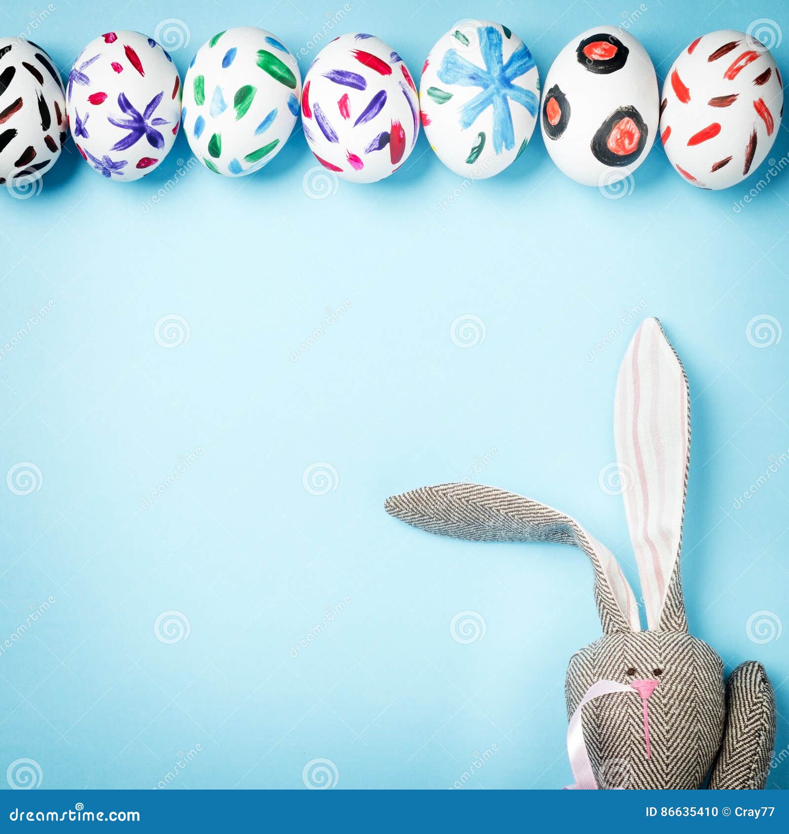 Easter Bunny on a Blue Background Stock Photo - Image of event, nature ...