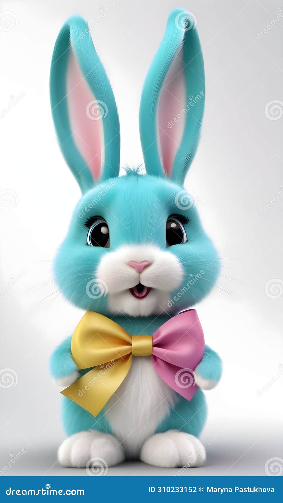 Easter Bunny with Bow Tie on White Background. Stock Illustration ...