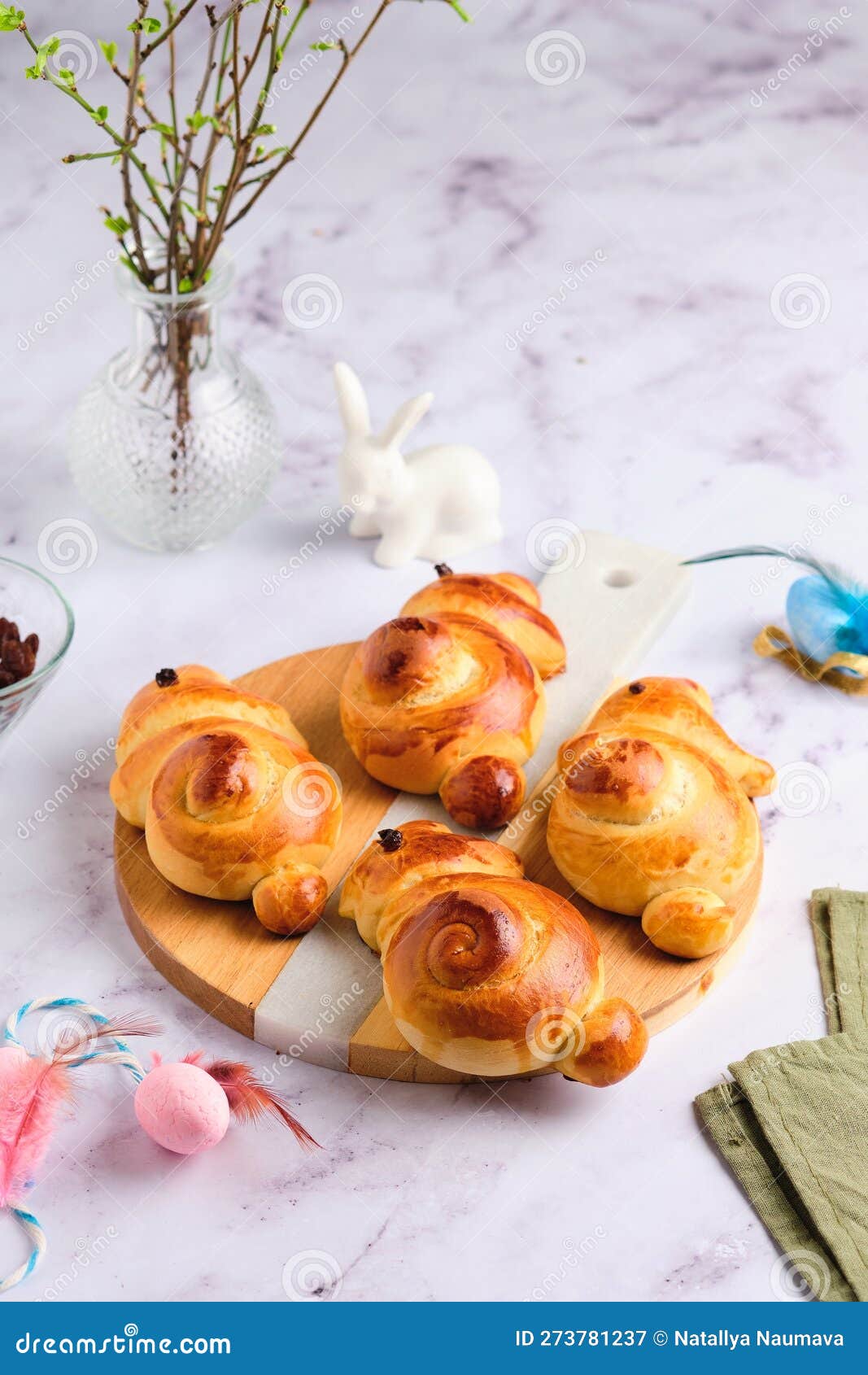 Easter Bunny Buns Cooking Step by Step on a Light Background. Step Four ...
