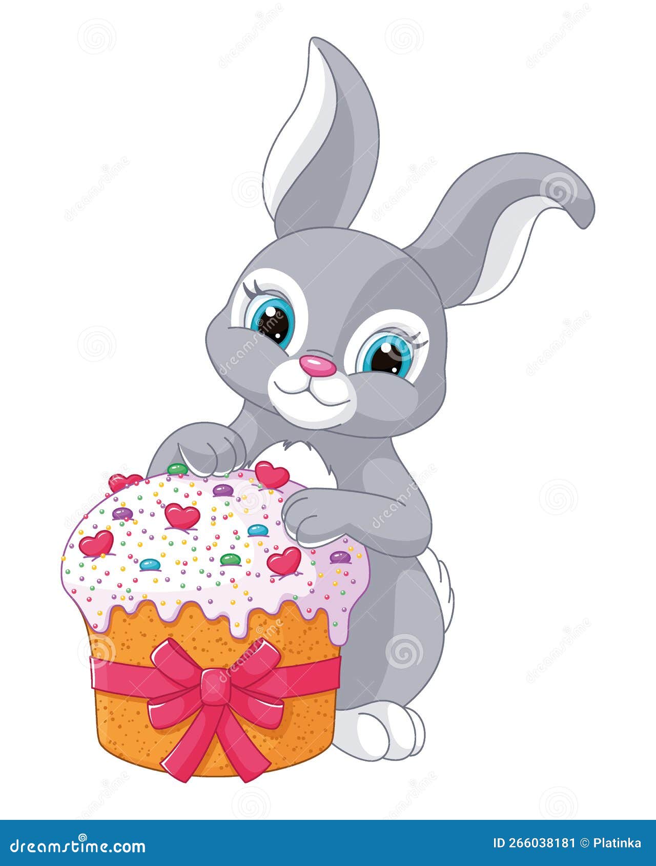 Easter Bunny and Cake Cartoon Vector Illustration Stock Vector ...