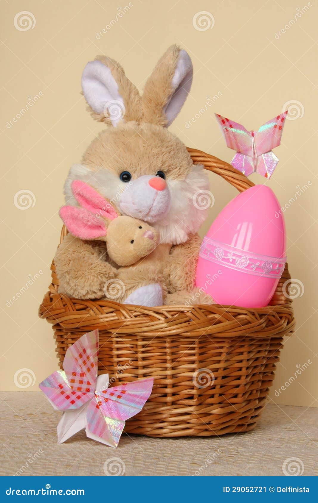 Easter Bunny - Card , Egg in Basket - Stock Photo Stock Image - Image ...