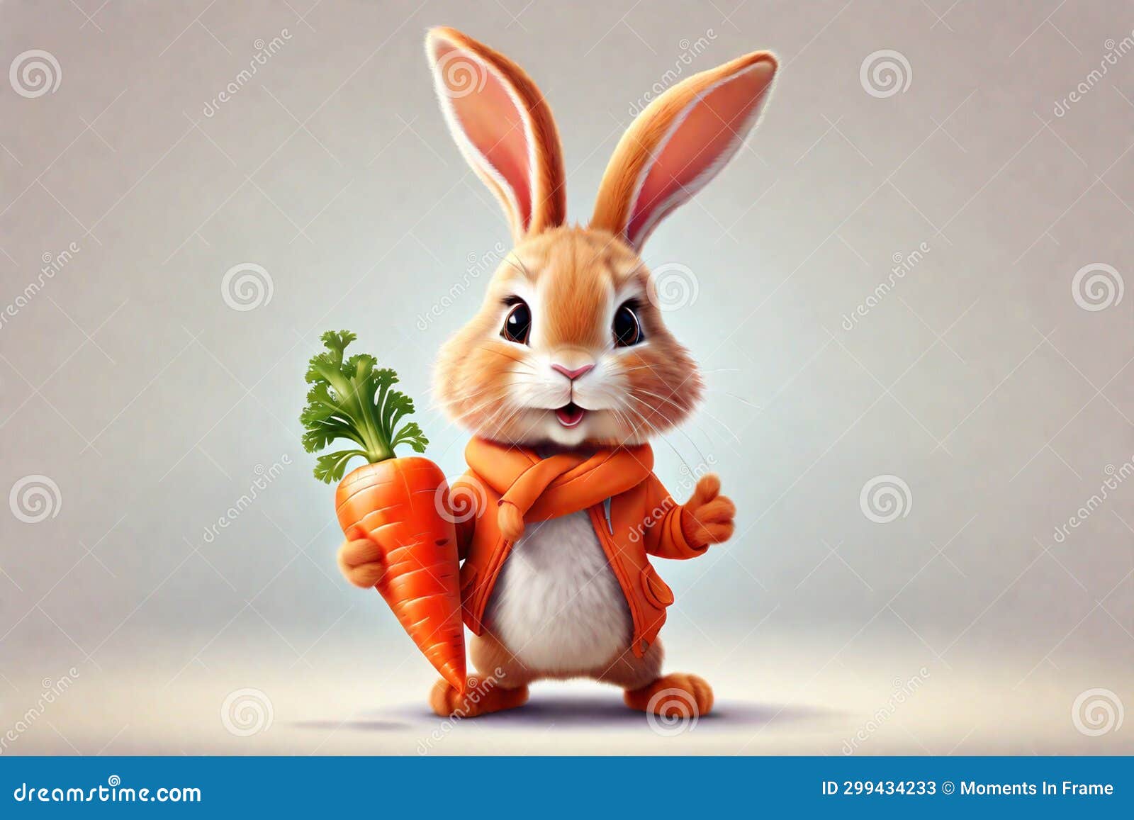 Easter Bunny with Carrot on a Gray Background Stock Illustration ...