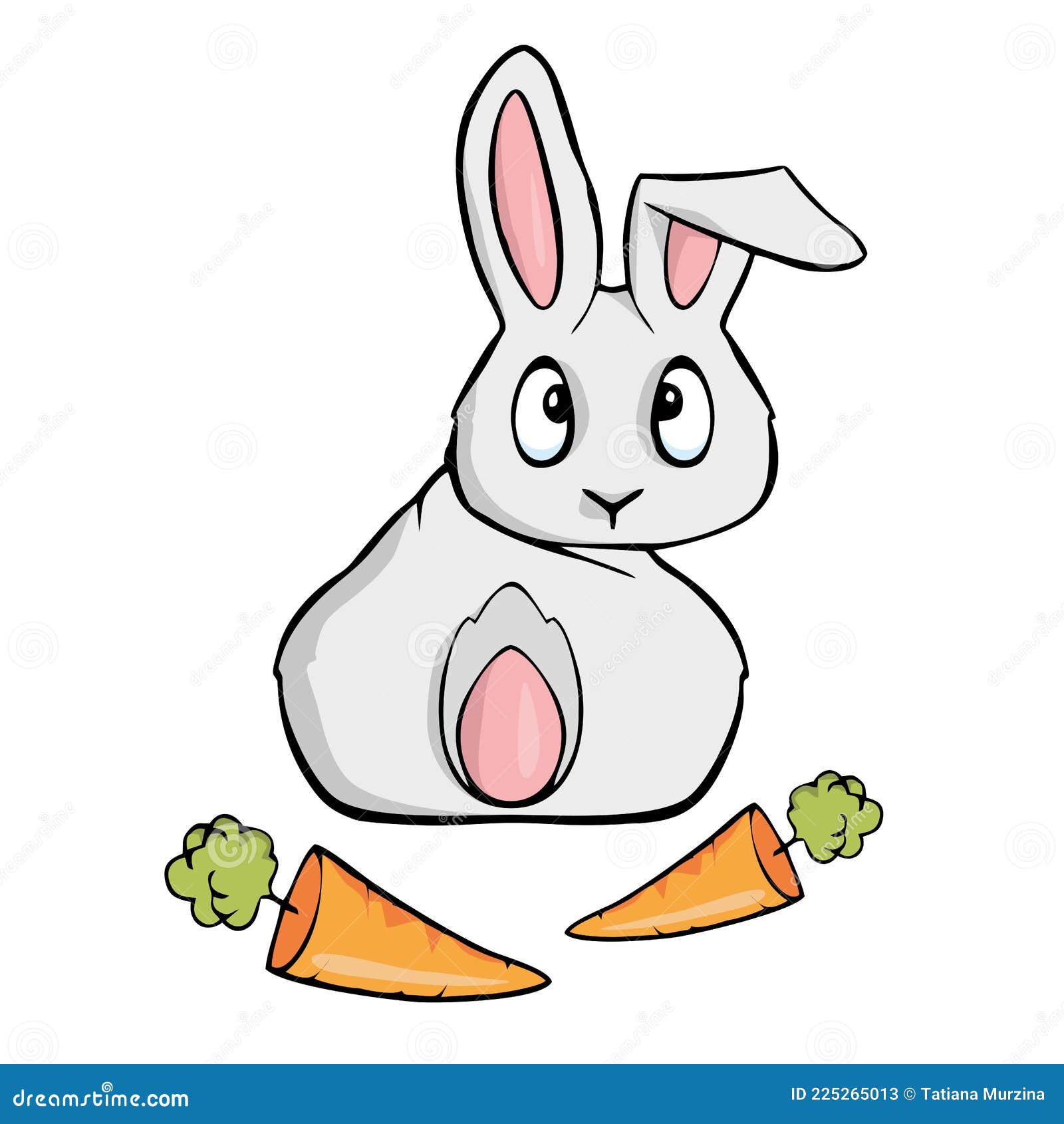 Easter Bunny Cartoon Illustration on White Background Stock Vector ...