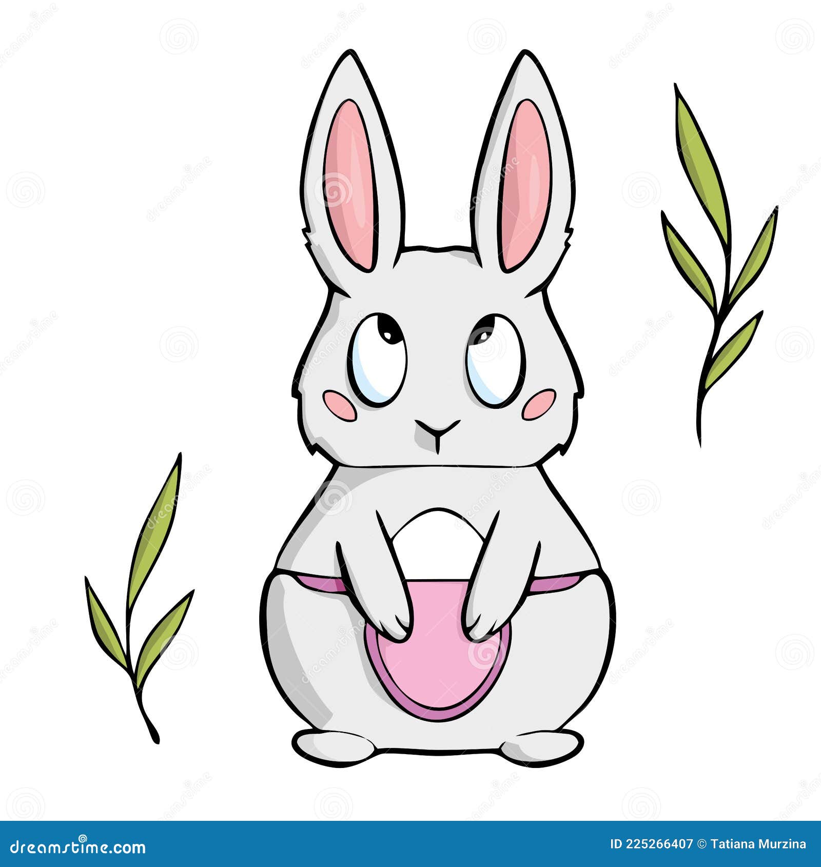 Easter Bunny Cartoon Illustration on White Background Stock Vector ...