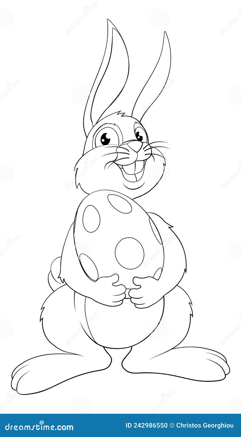 Easter Bunny Cartoon Rabbit with Giant Egg Stock Vector - Illustration ...