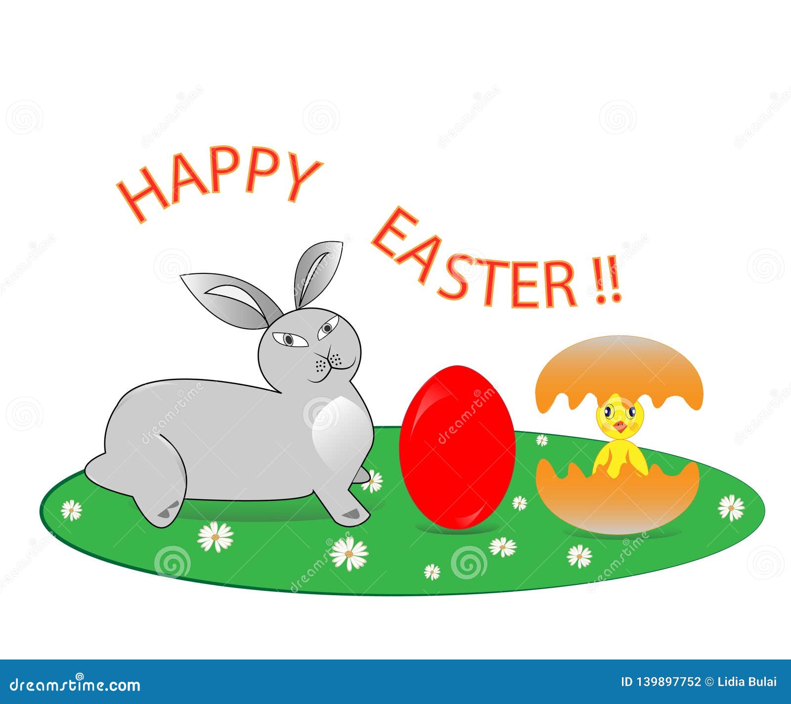 Easter Bunny and Chick in Egg Shell Stock Illustration - Illustration ...
