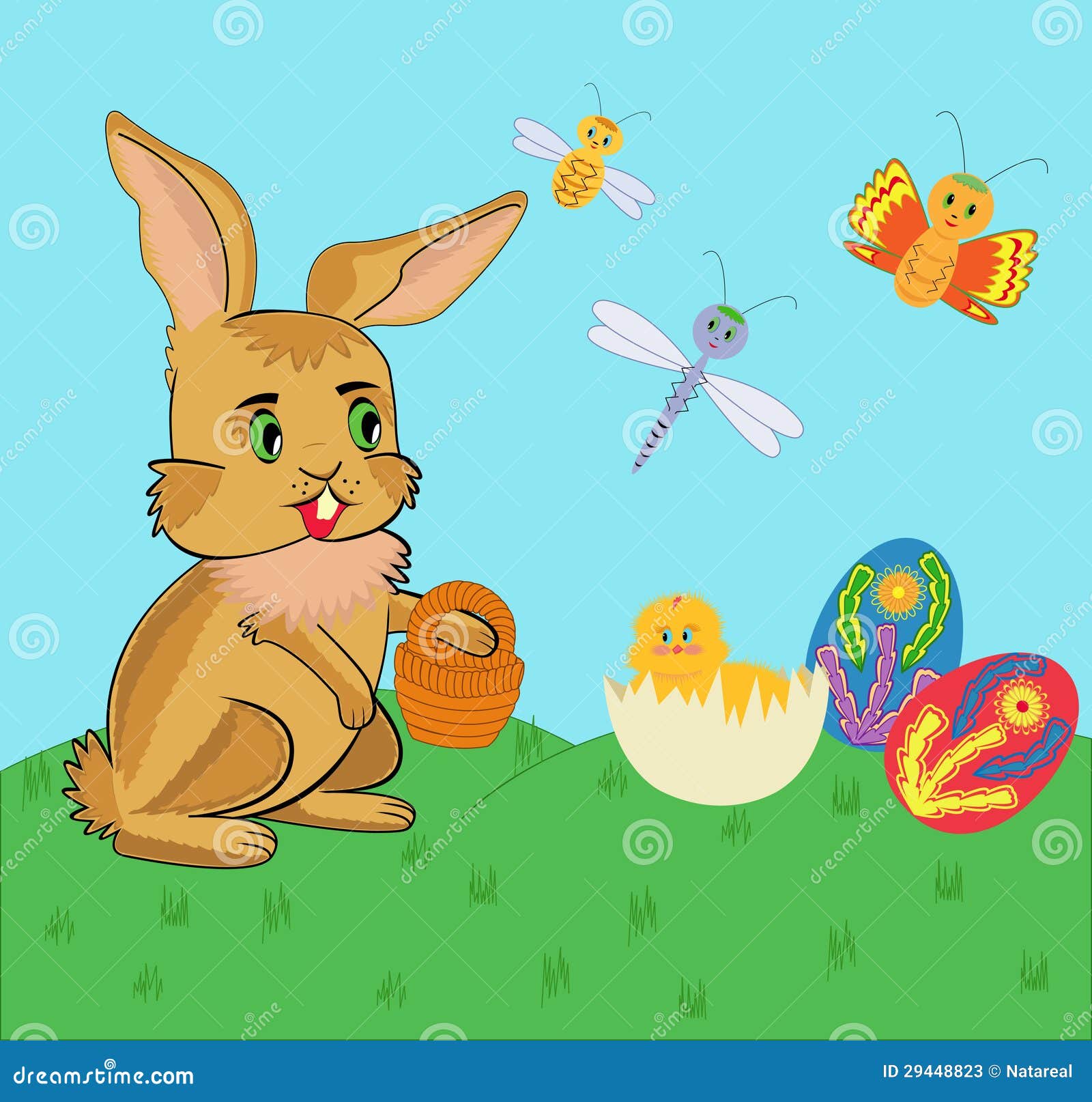 Easter Bunny and Chicken. Vector Illustration Stock Vector ...