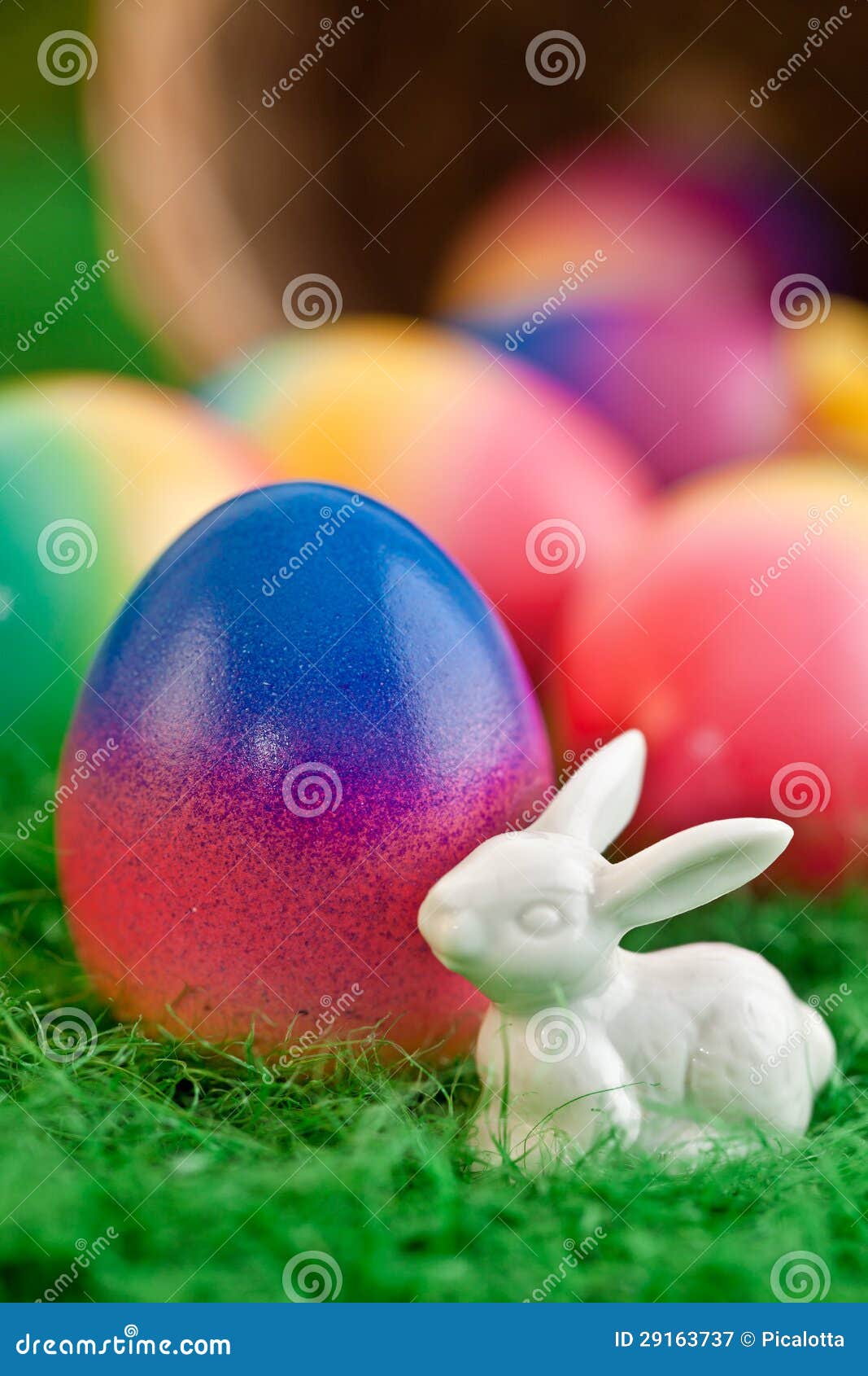Easter Bunny and Colorful Eggs Stock Image - Image of nest, cheerful ...