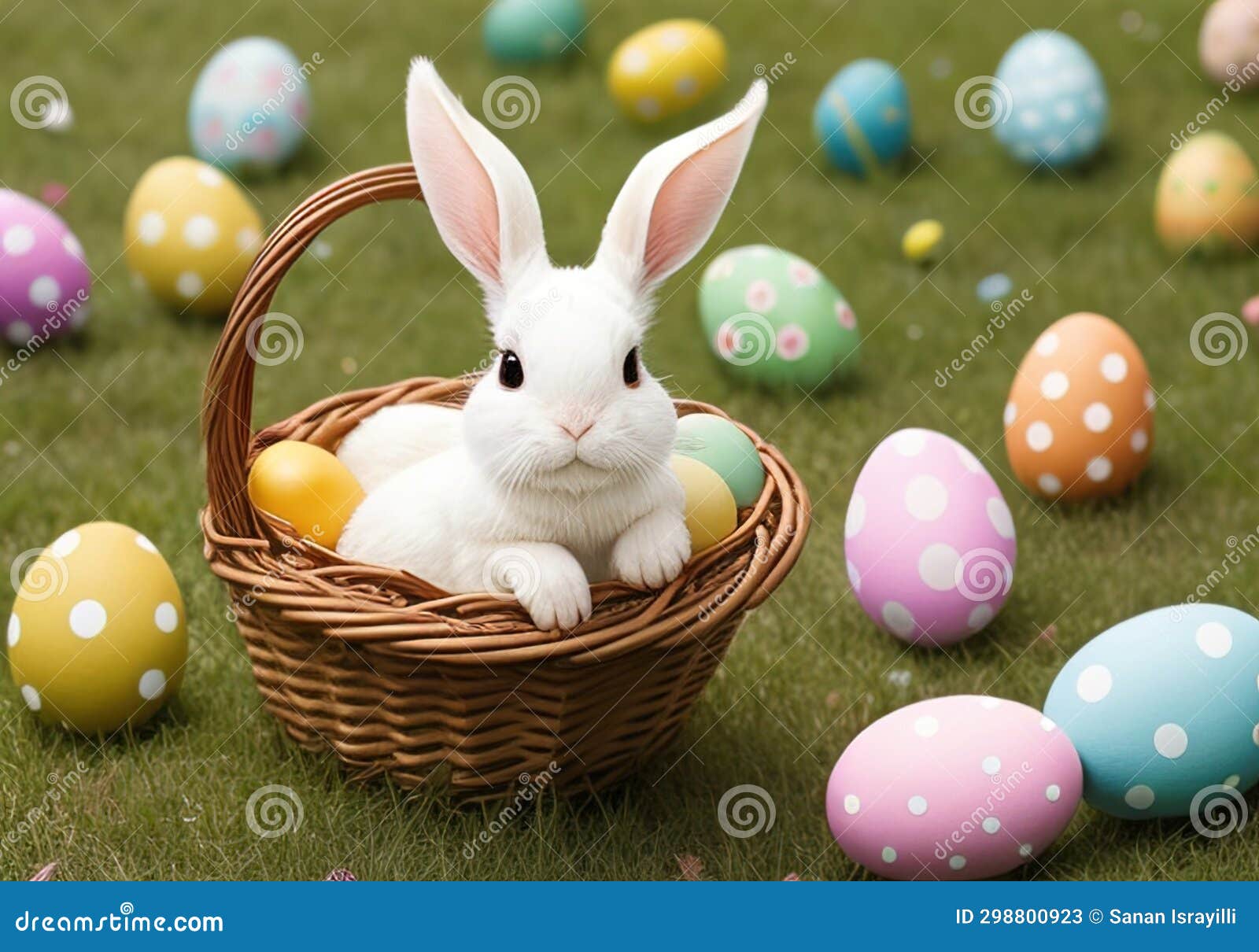 Easter Bunny with Colorful Eggs in Nest. Ai Generative Stock ...